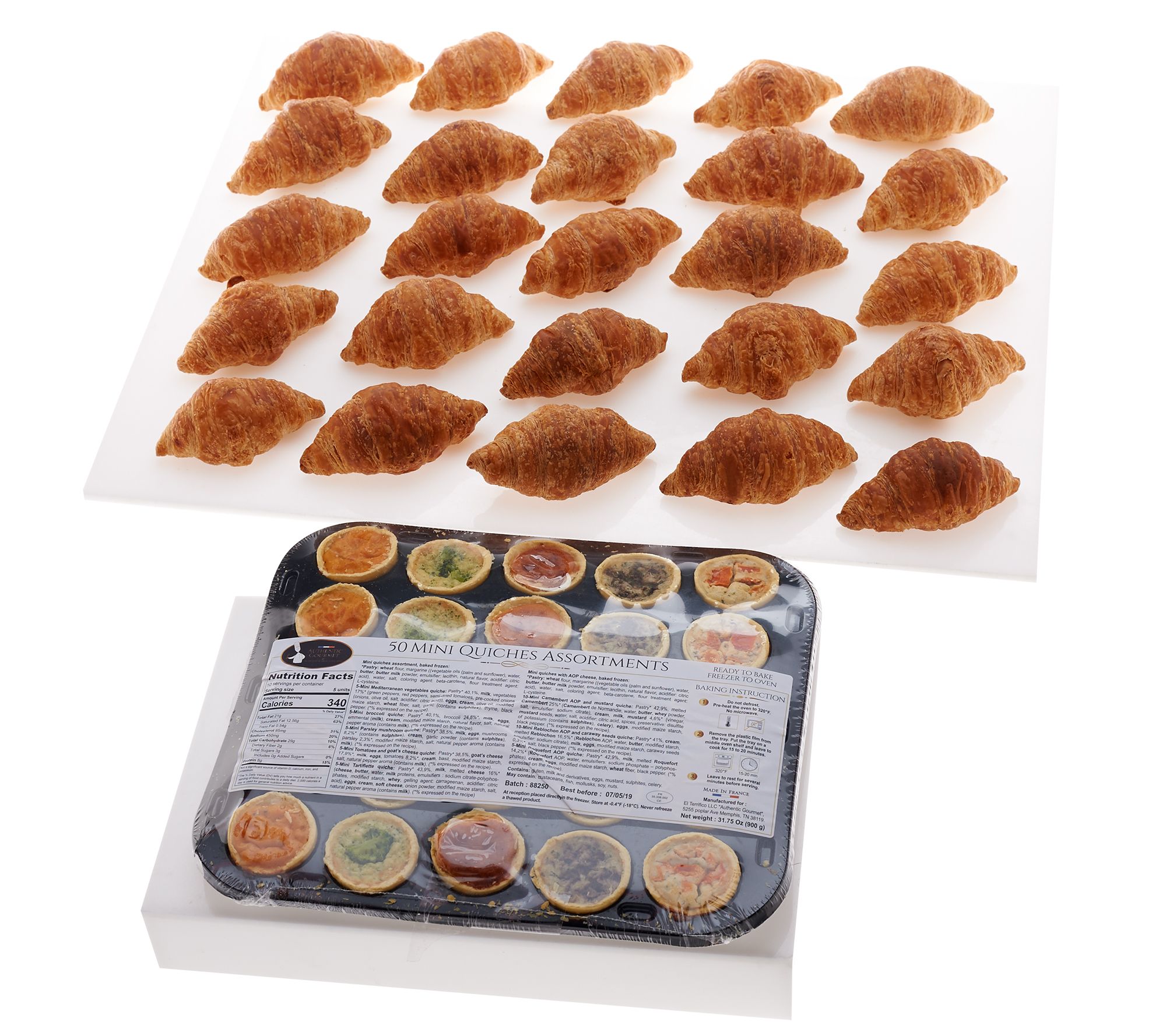 Authentic Gourmet 25 Mini Croissants & 25 Mini Quiche - QVC.com