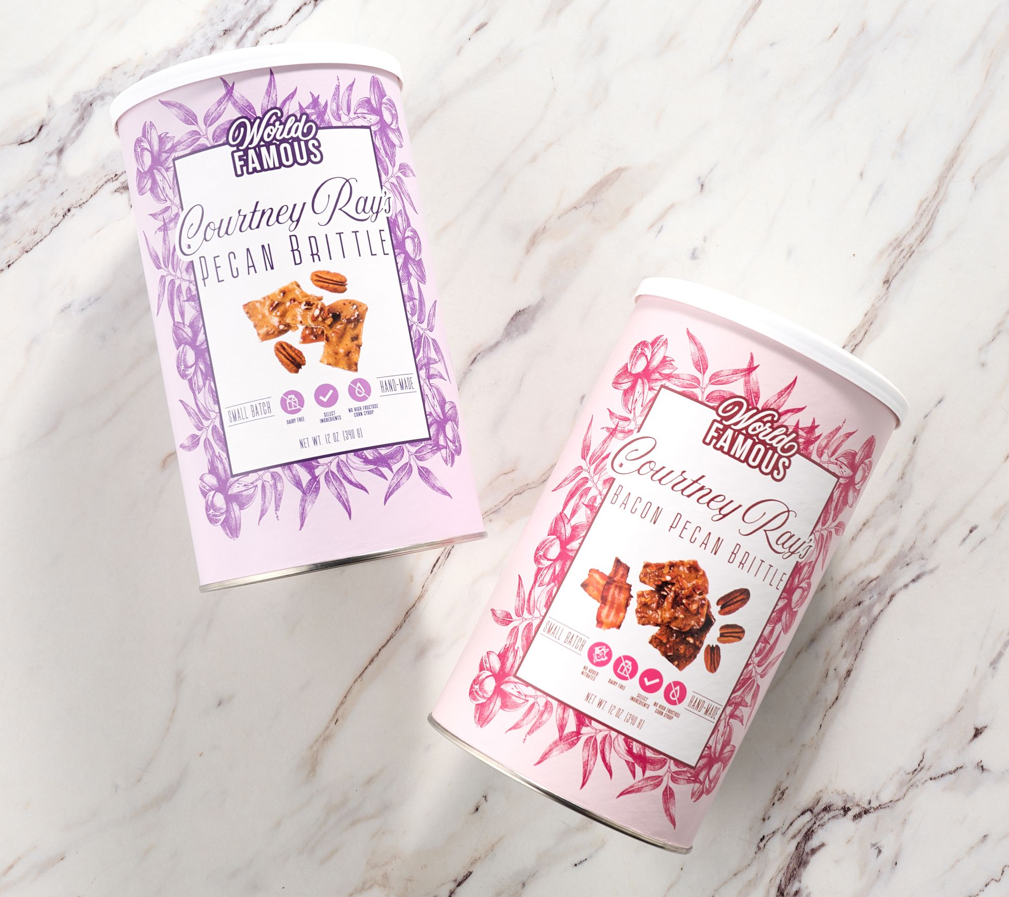 Courtney Ray's (2) 12 oz. Cans Gourmet Brittle In Choice of Flavors ...