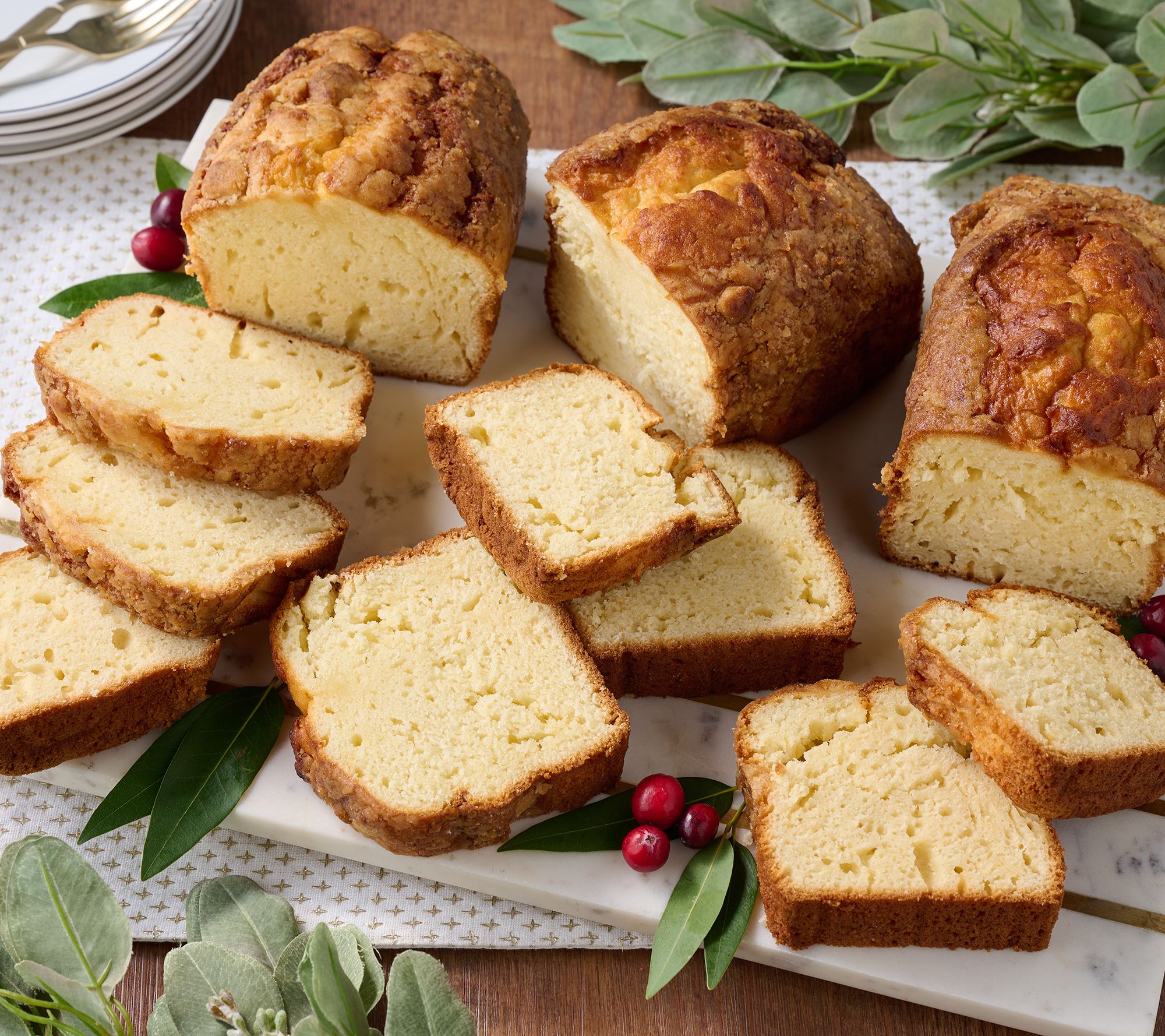 Bread & Bread (3) 1.5lb Fresh Baked Crumb Cake Loaves - QVC.com