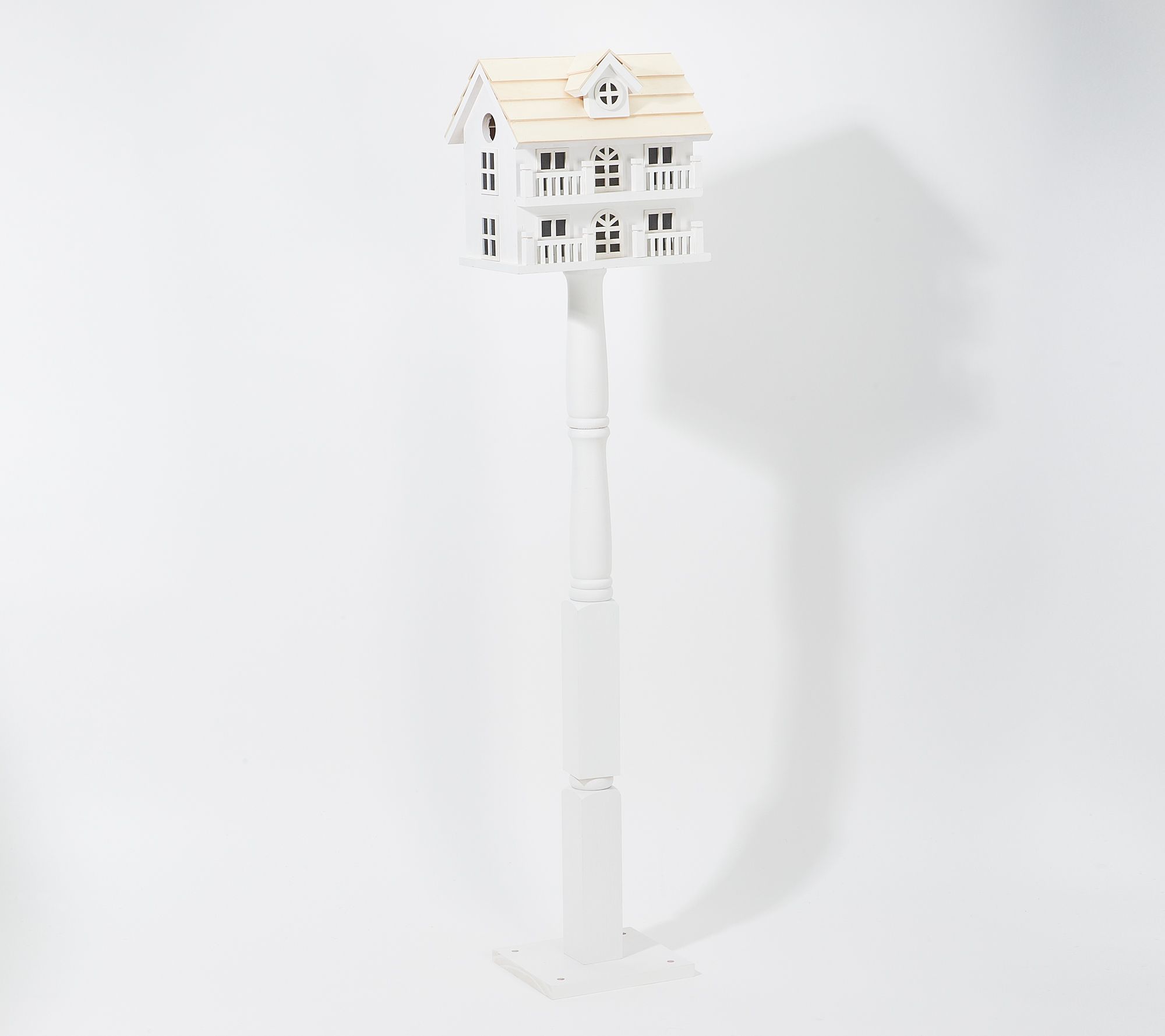 Plow & Hearth White Cape Cod Inspired Birdhouse with 30" Pole - QVC.com