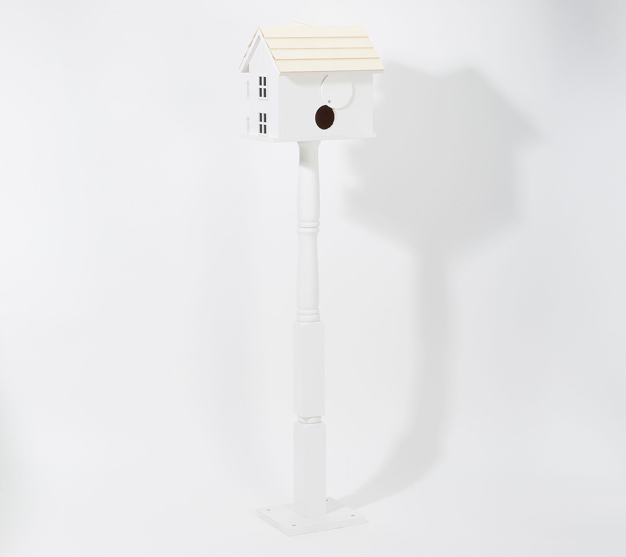 Plow & Hearth White Cape Cod Inspired Birdhouse with 30" Pole - QVC.com