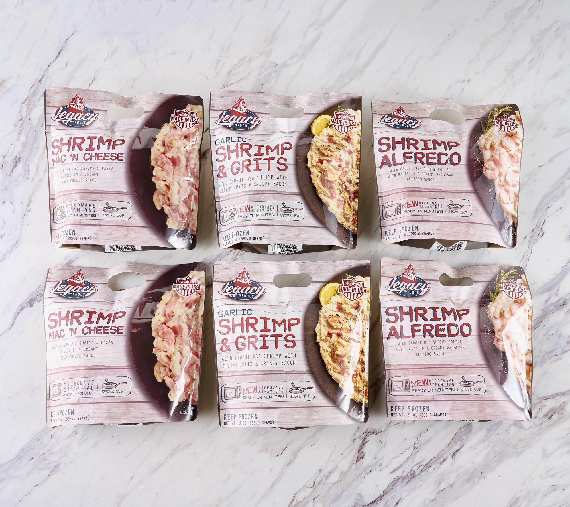 Legacy Seafoods (6) 21-oz Steam in Bag Wild Caught Shrimp Meals - QVC.com