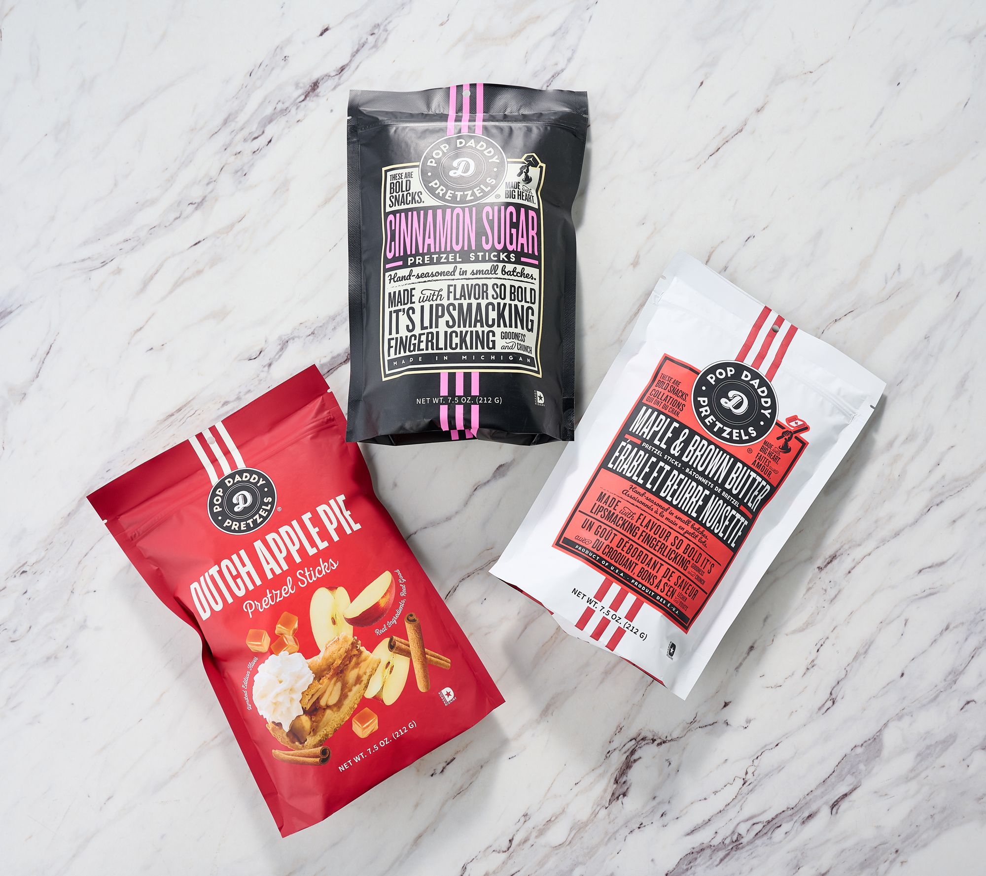 Pop Daddy (3) 7.5oz Bags Seasonal Pretzel Sticks - QVC.com