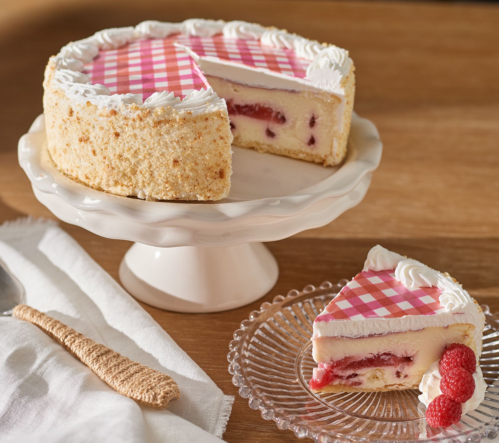 Junior's 8" Isaac Mizrahi Rasberry Swirl Cheesecake - QVC.com