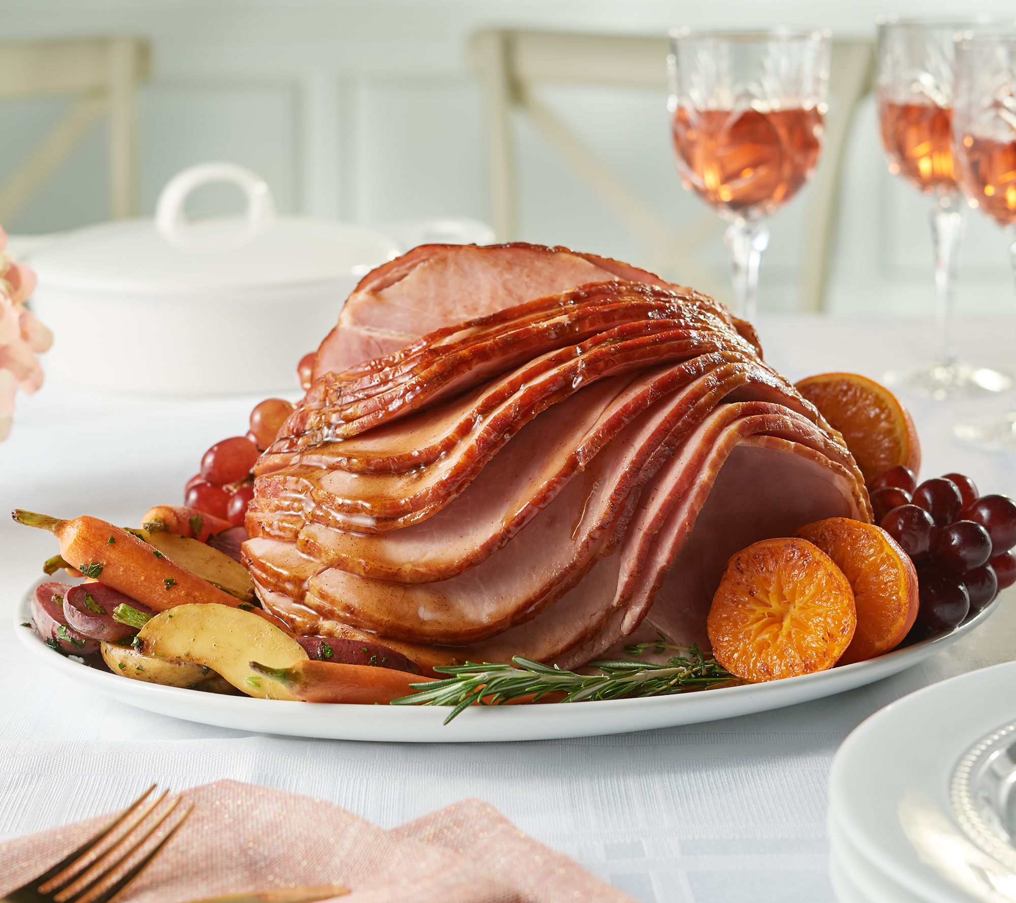 Kansas City 7.25-8.5-lb Hickory Smoked and Glazed Bone-in Ham - QVC.com