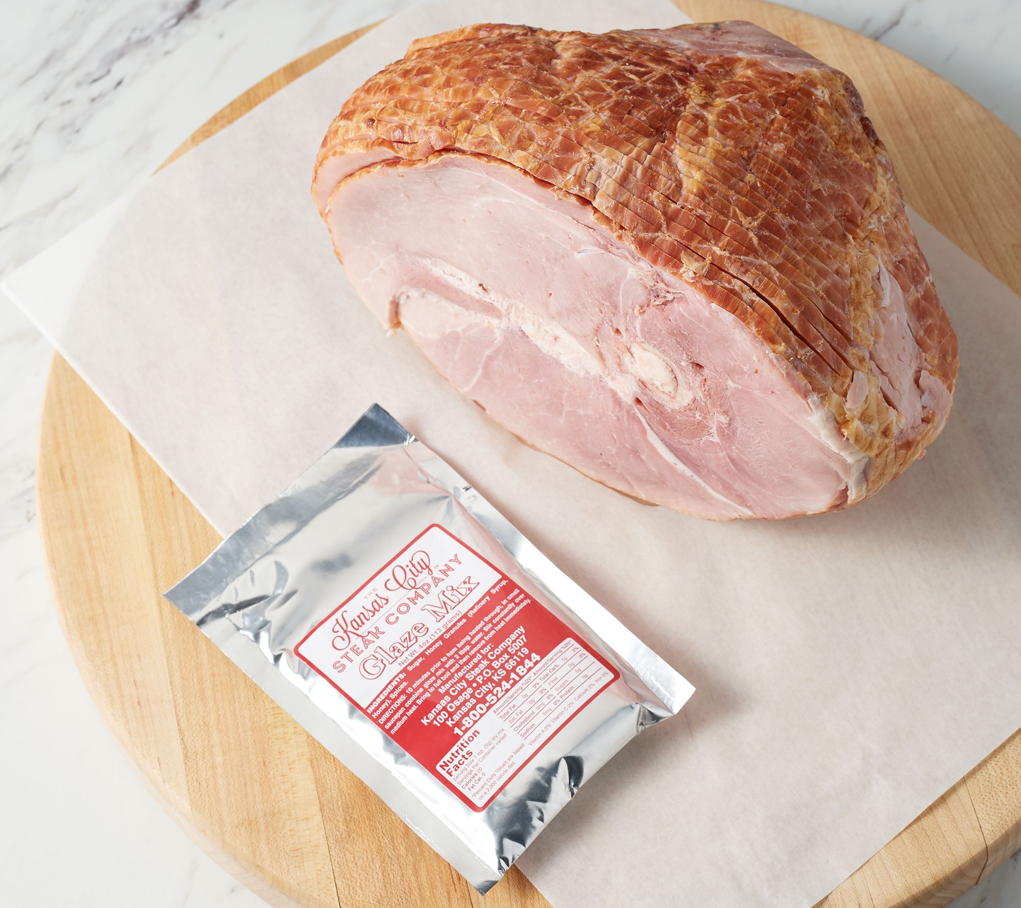 Kansas City 7.25-8.5-lb Hickory Smoked and Glazed Bone-in Ham - QVC.com