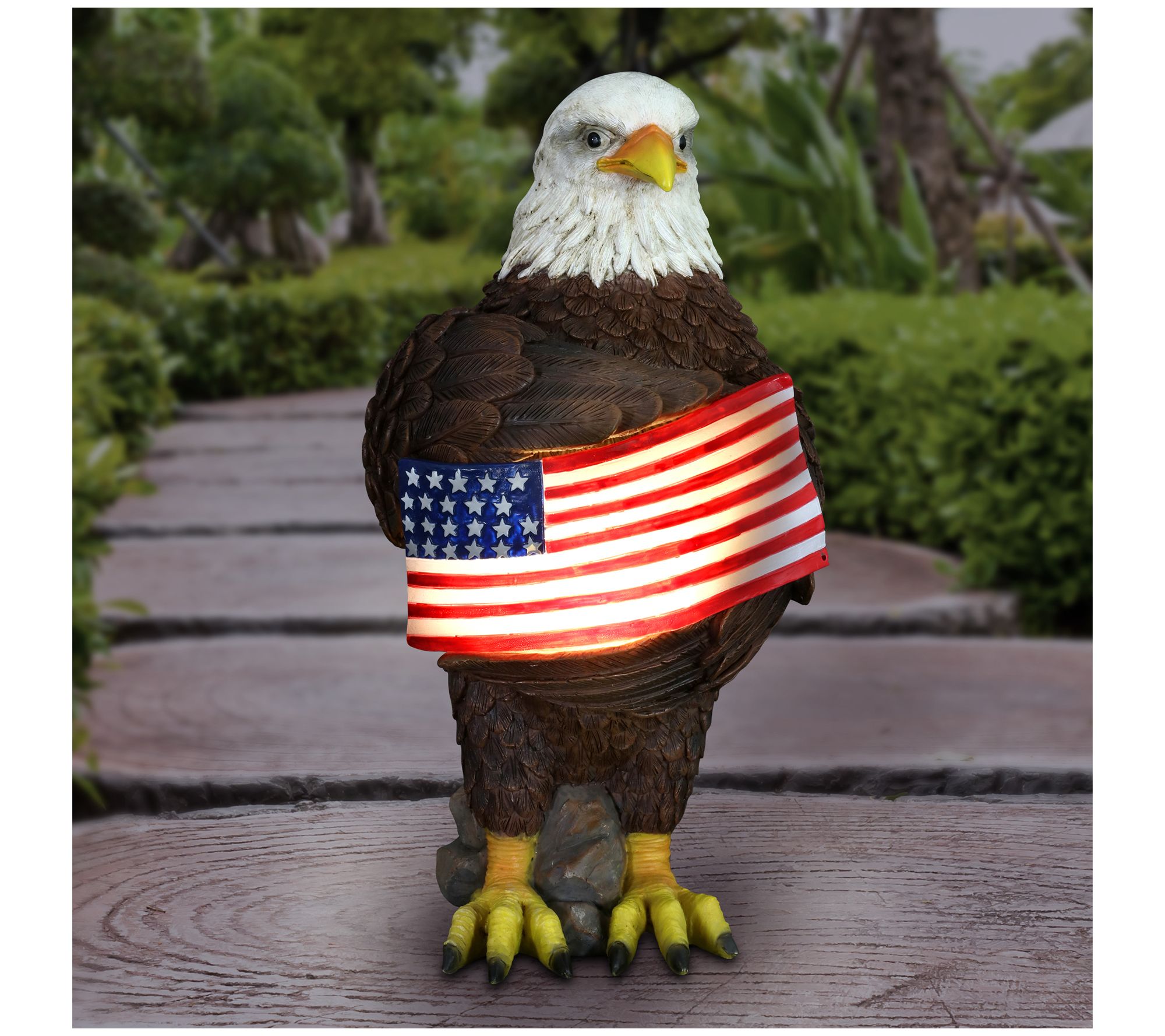Exhart Solar Eagle with USA Flag Statue - QVC.com
