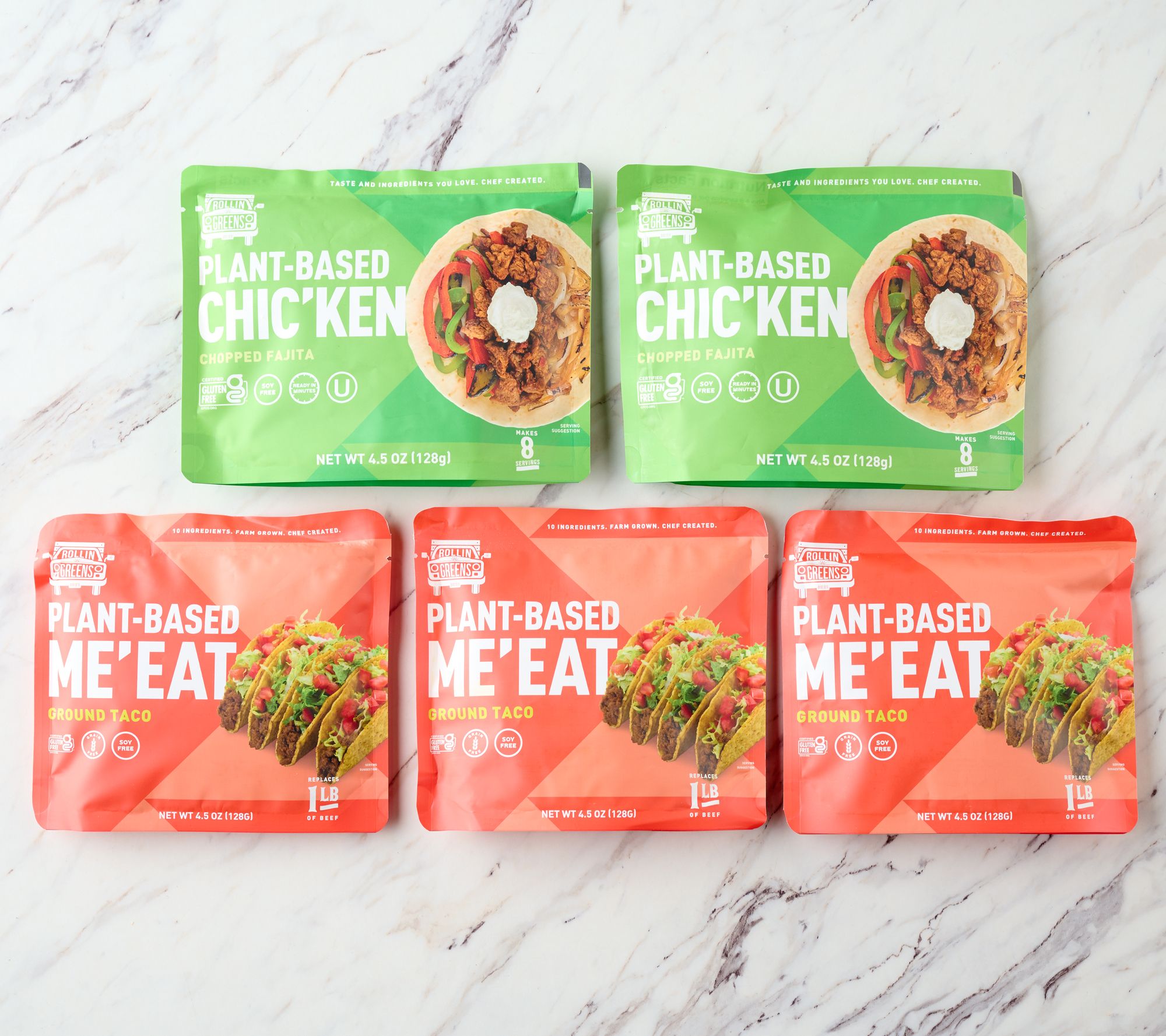 Rollingreens (5) 4.5-oz Bags Plant Based Me'Eat or Chic'Ken Packs - QVC.com