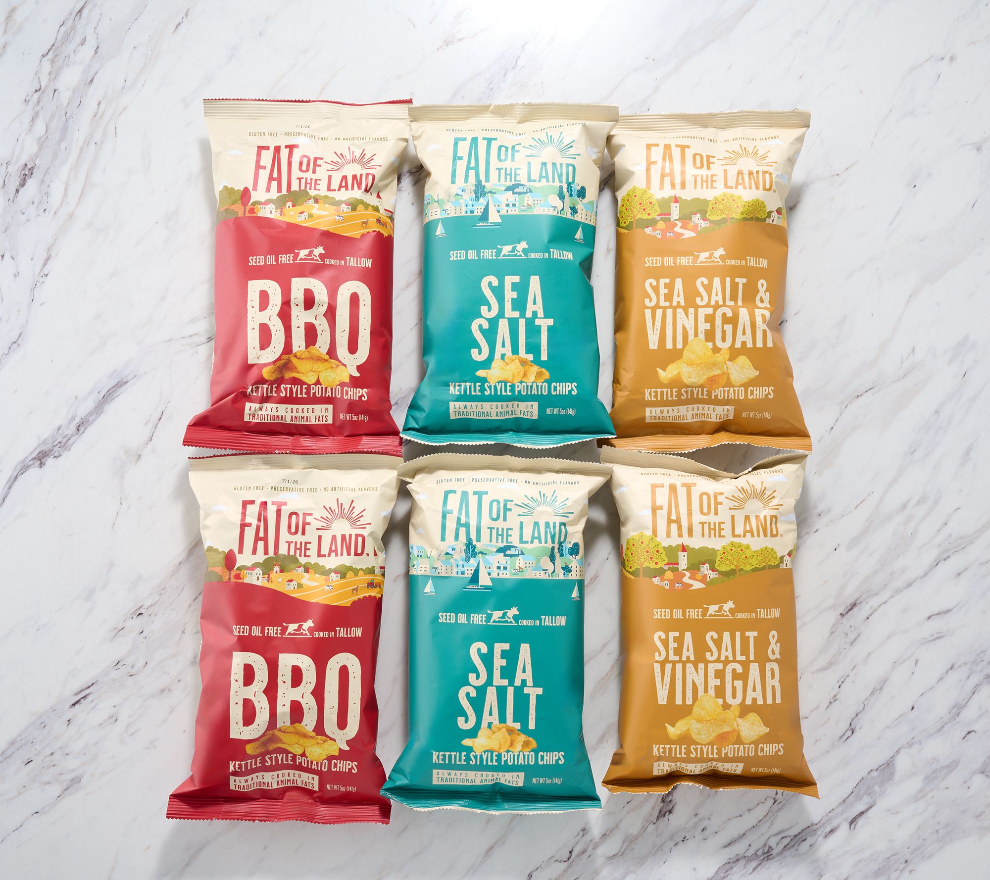 Fat of the Land (6) Bags Beef Tallow Kettle Style Potato Chips - QVC.com