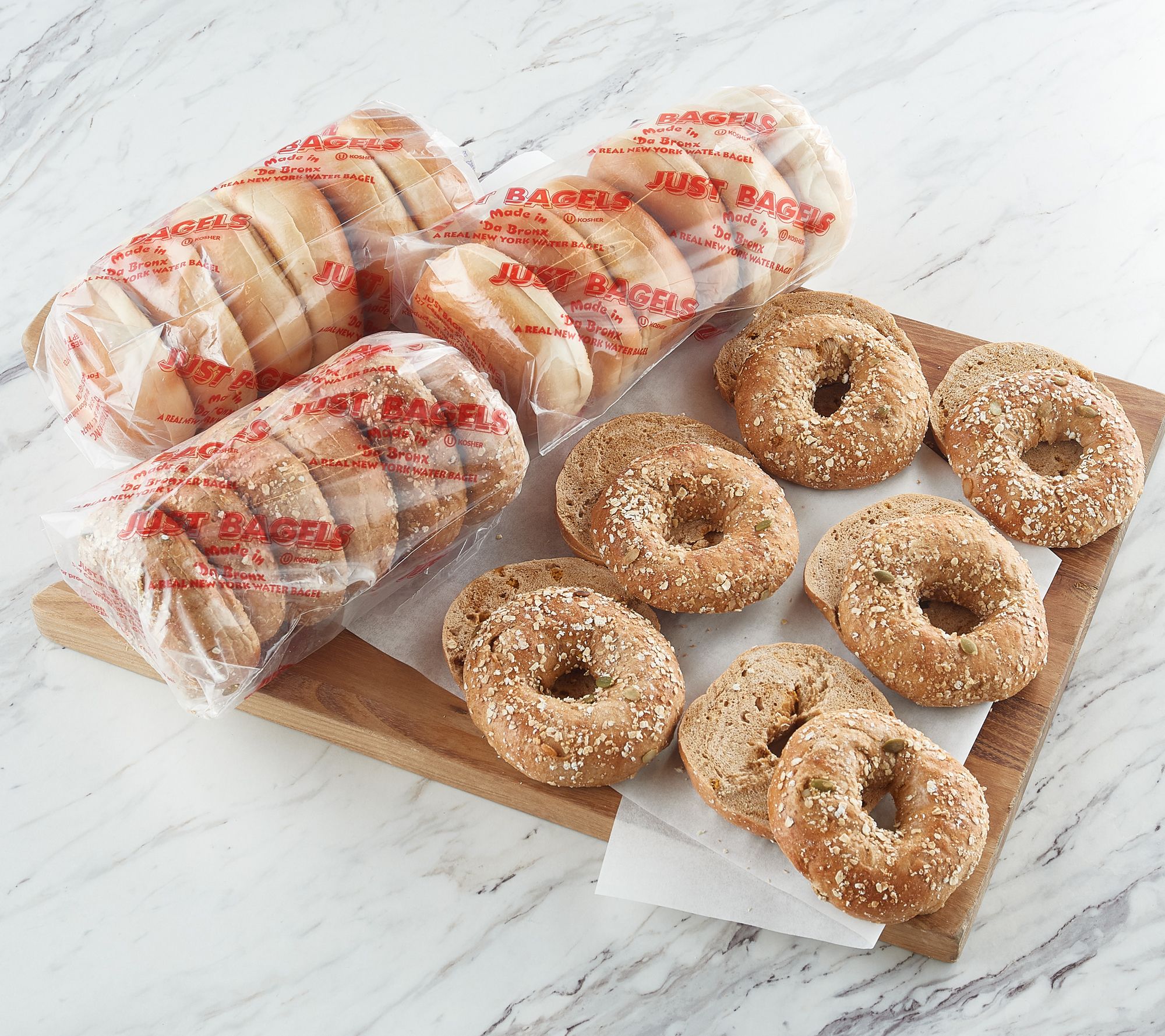 Just Bagels (24) 4-oz Pre-Sliced Kettle Boiled NYC Bagels - QVC.com