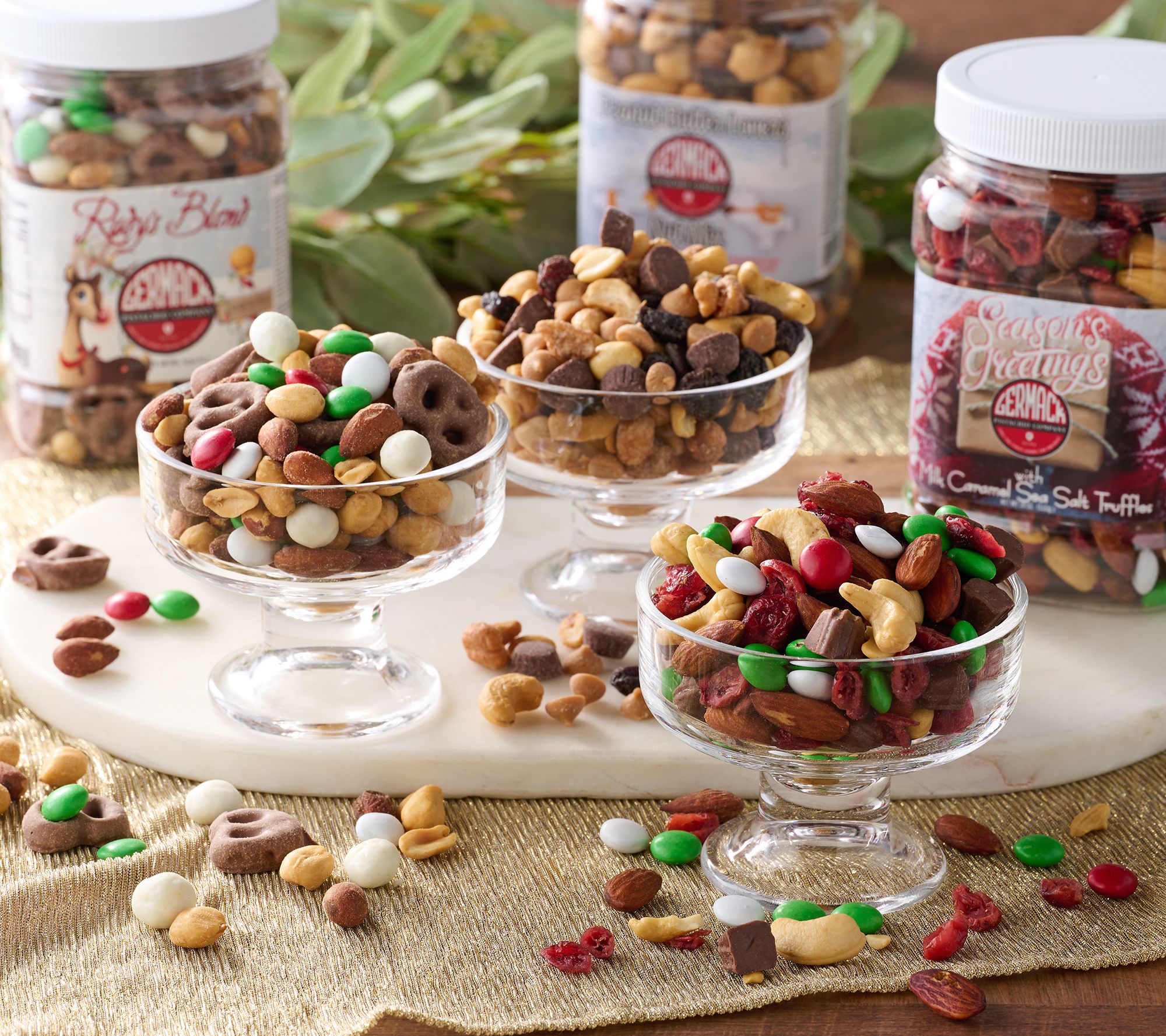 Germack (3) Large Jars Holiday Cheer Nut Mixes Assortment - QVC.com