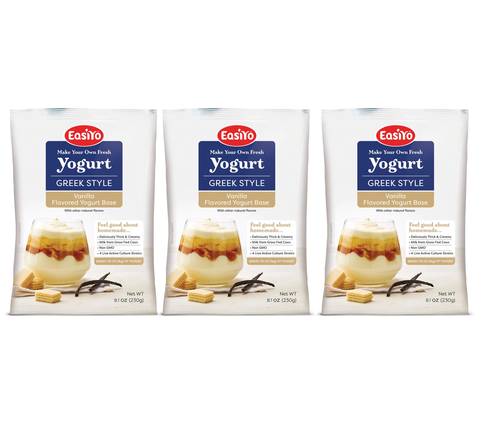 EasiYo (3) Packets of Make Your Own Vanilla Greek Yogurt - QVC.com