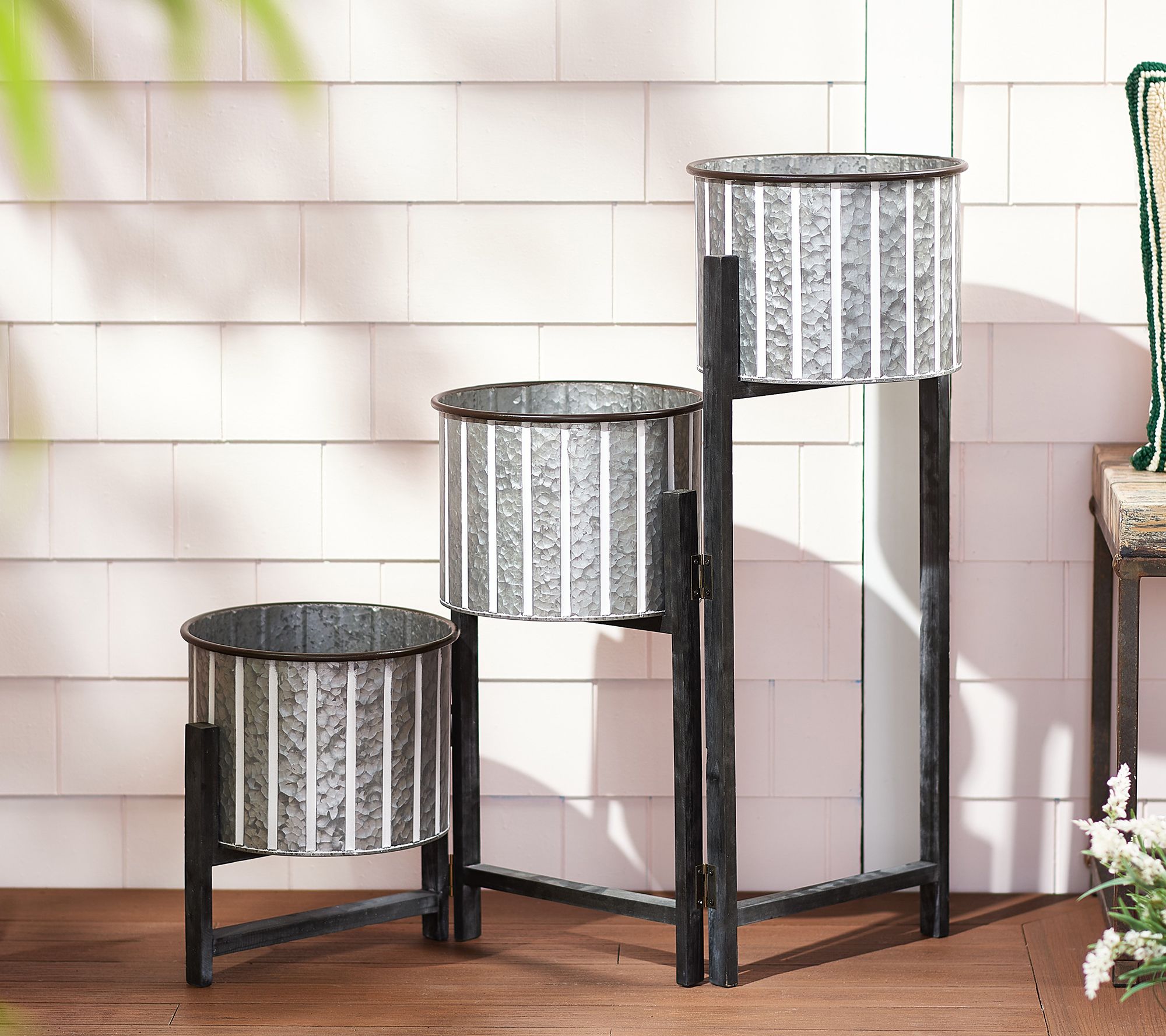"As Is" Barbara King 3-Tier Planter with Foldable Wooden Stand - QVC.com