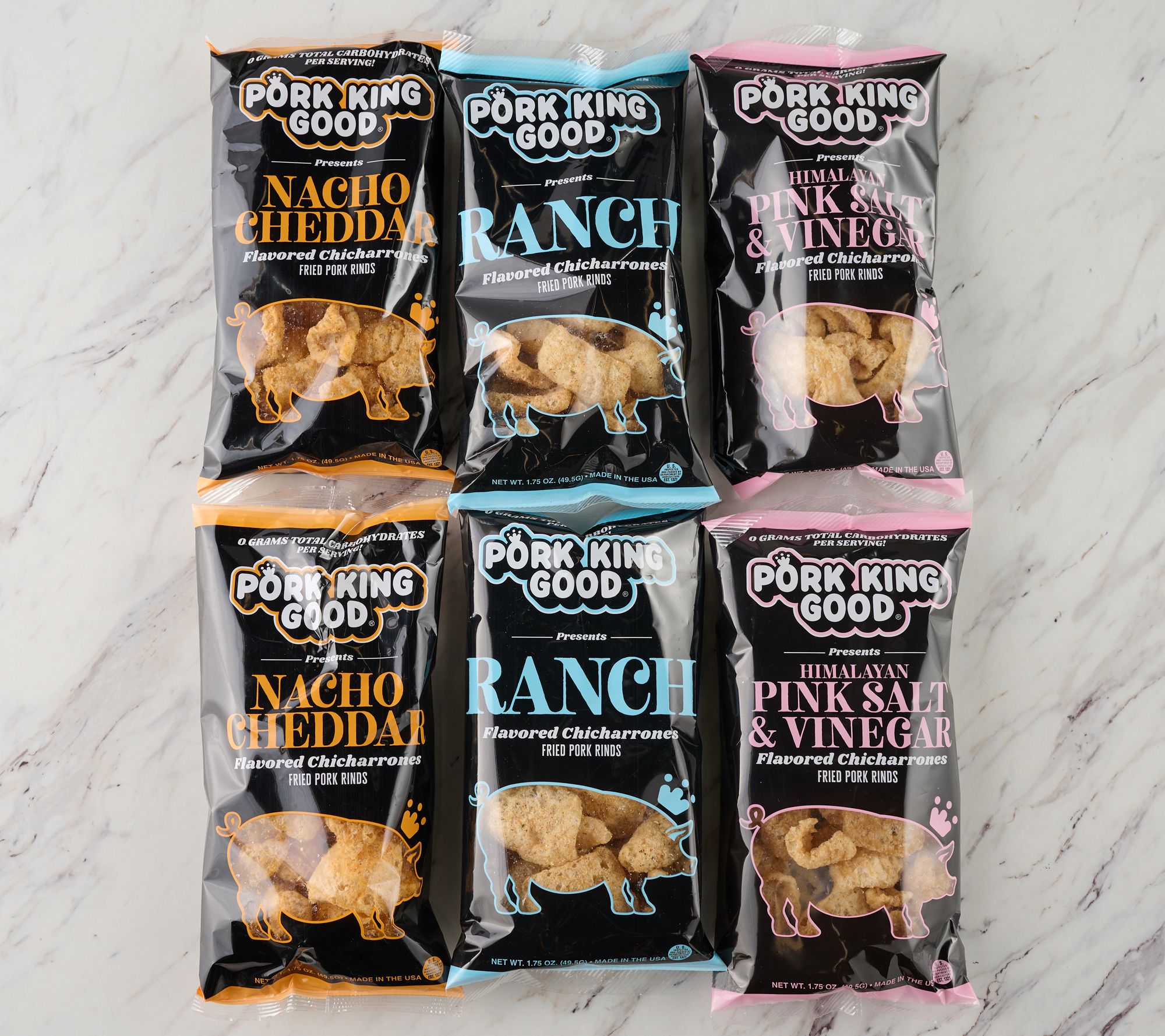 Pork King Good (6) Bags Seasoned Pork Rinds Variety Pack - QVC.com