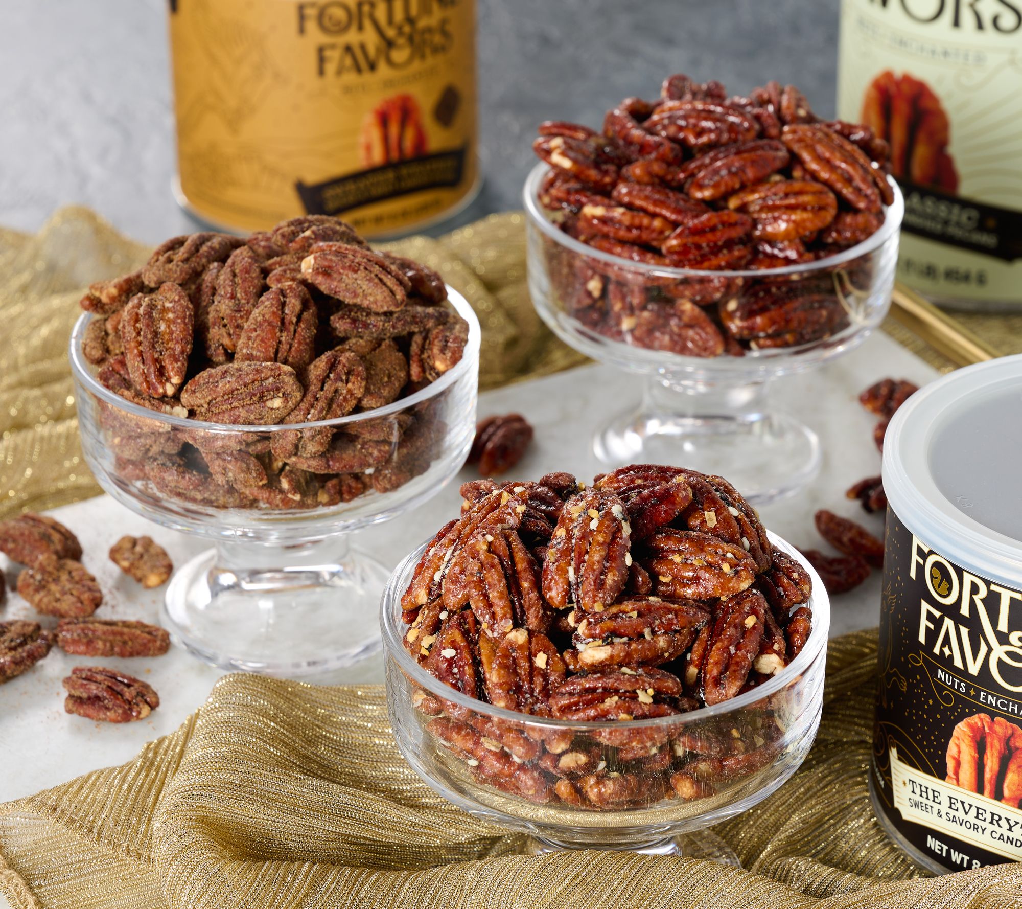Fortune Favors (3) Jar Candied Pecans Seasonal Variety - QVC.com