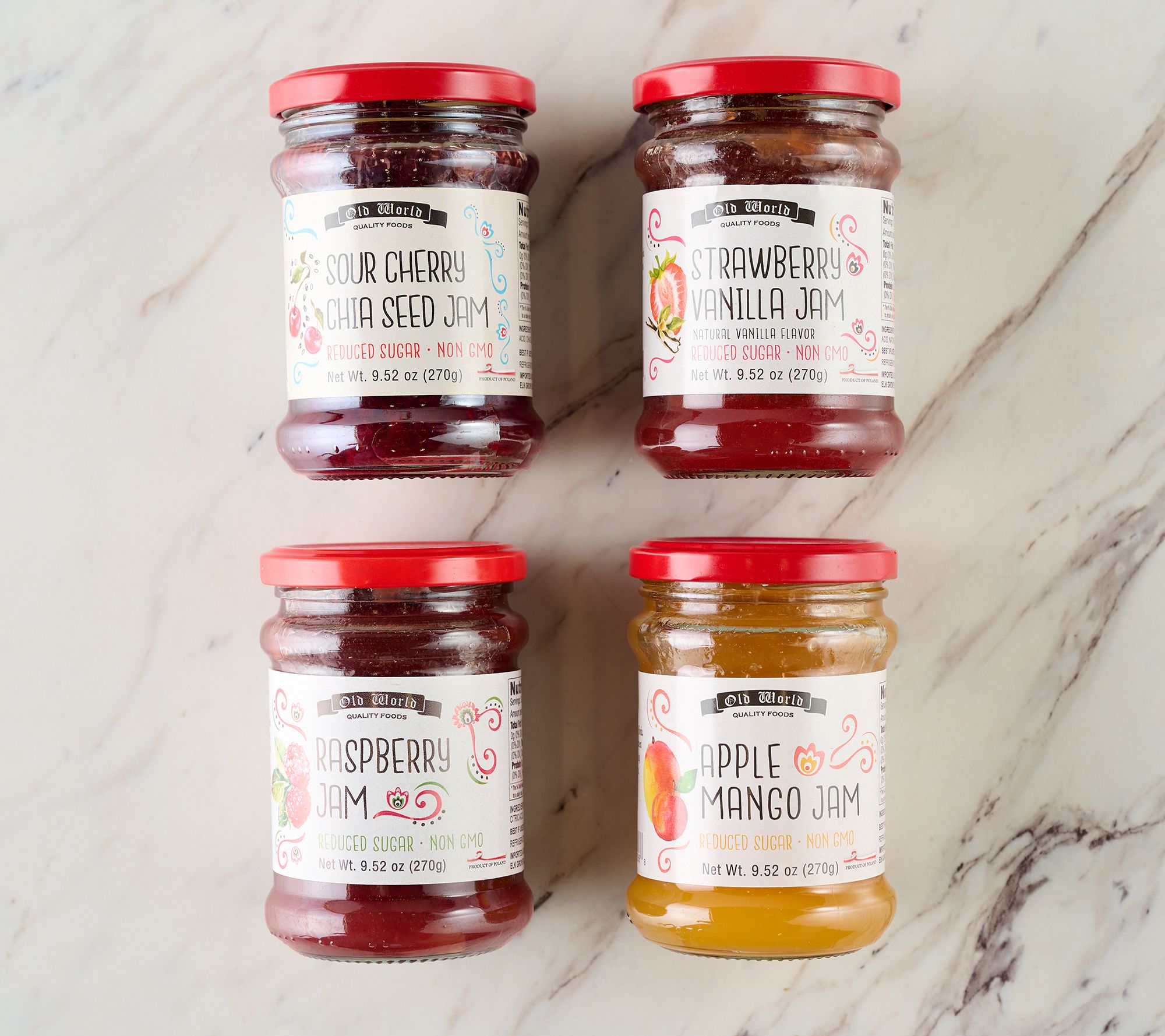 Old World Jams (4) 9.5oz Jars of European Fruit Jams - QVC.com