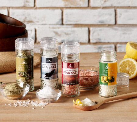 Gourmet Nut (4) Flavor Infused Sea SaltGrindersfor Blue Jean Chef - QVC.com