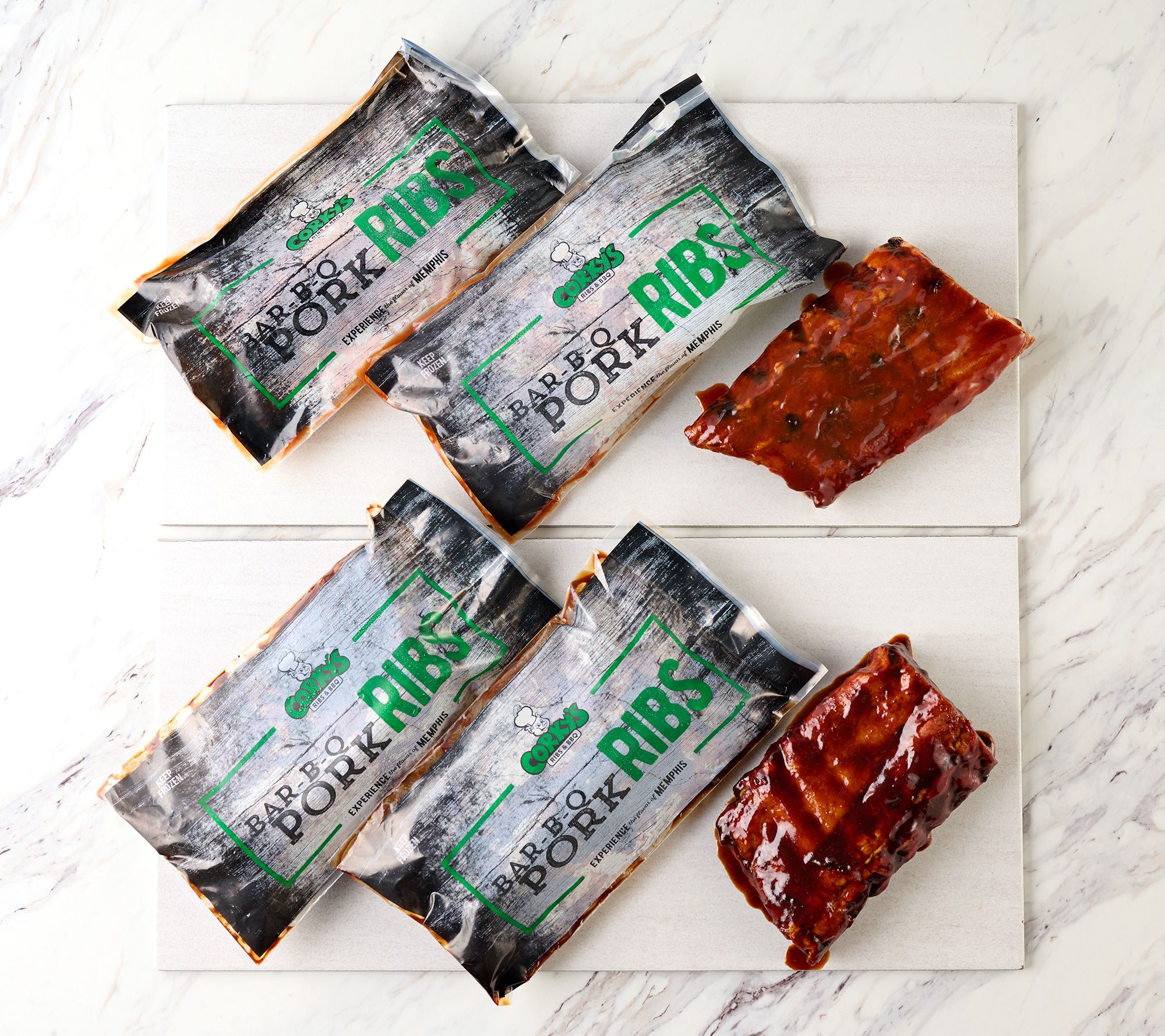 Corky's BBQ (6) 1lb Baby Back Ribs with Apple or Smokey Maple BBQ Sauce ...