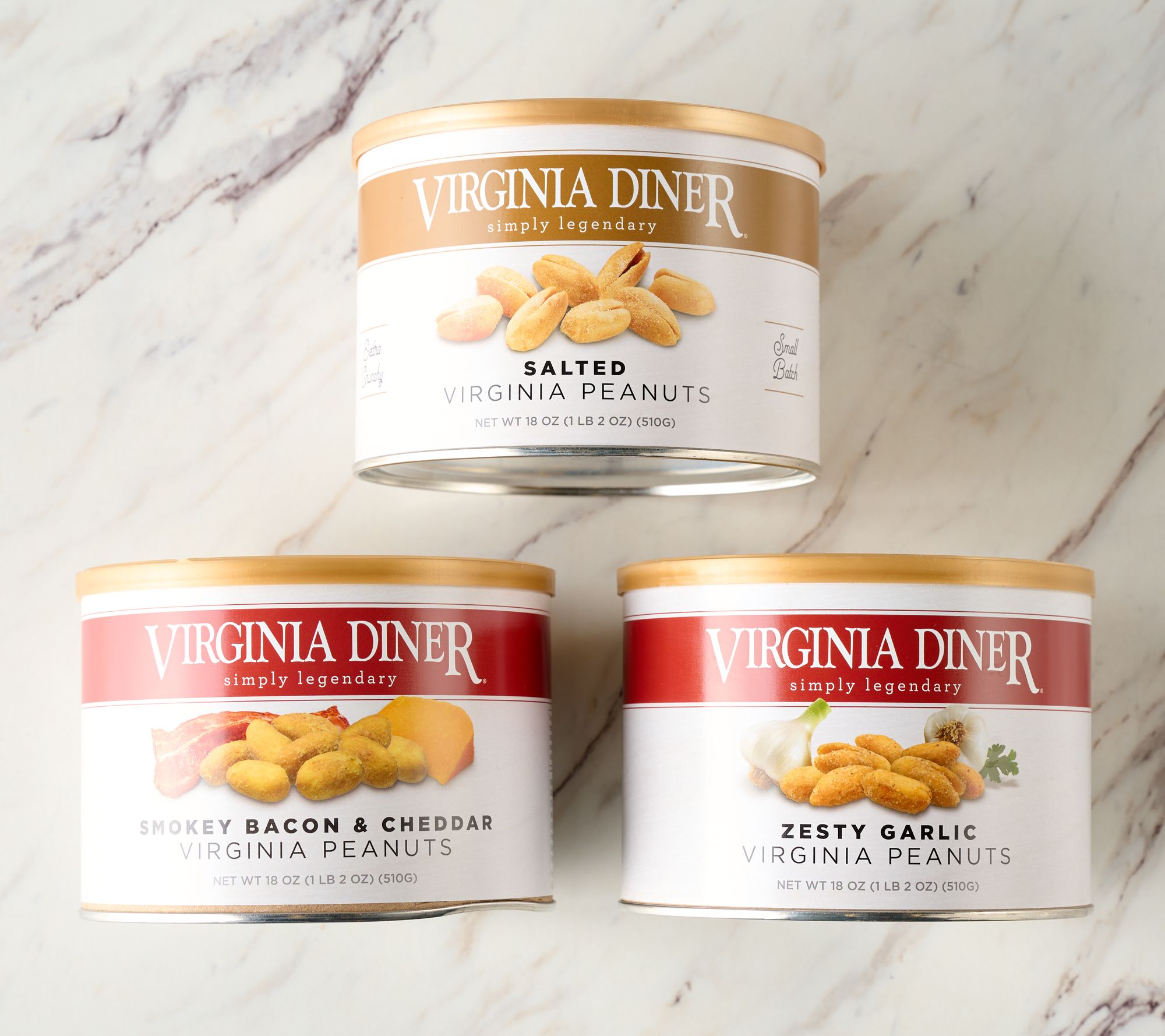 Virginia Diner (3) 18oz Tins Flavored Peanut Assortment - QVC.com