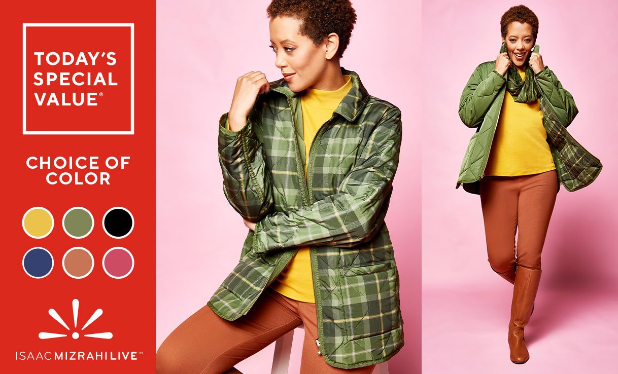 (QVC) Isaac Mizrahi Live! Reversible Quilted Barn Jacket – TVShoppingQueens