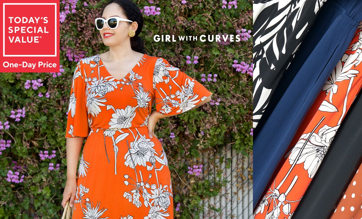 (QVC) Girl With Curves Knit Midi Dress with Flutter Sleeve ...