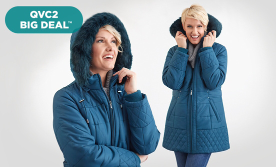 (QVC) Q2 – Susan Graver Quilted Puffer Jacket with Faux Fur Trimmed ...