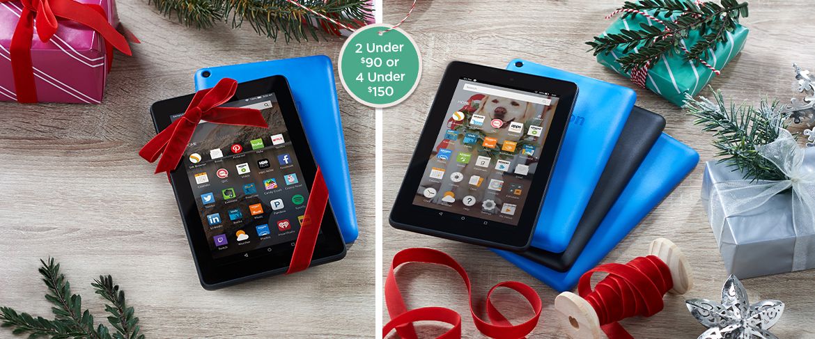 (QVC) Choice of2-Pack or4-Pack Amazon Fire 7 Tablets Matching Cases App ...