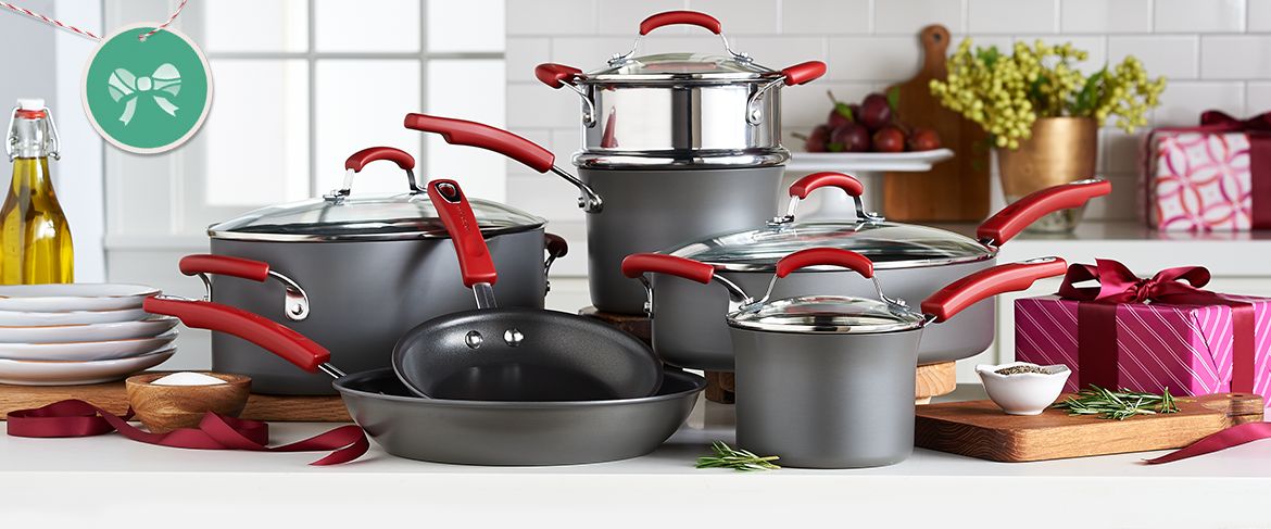 (QVC) Rachael Ray 11-Piece Hard Anodized Dishwasher Safe Cookware Set ...