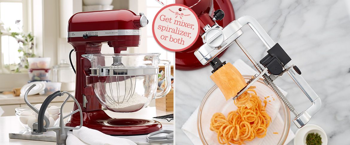 (QVC) KitchenAid C/O 6qt Stand Mixer w/Glass Bowl or Spiralizer ...
