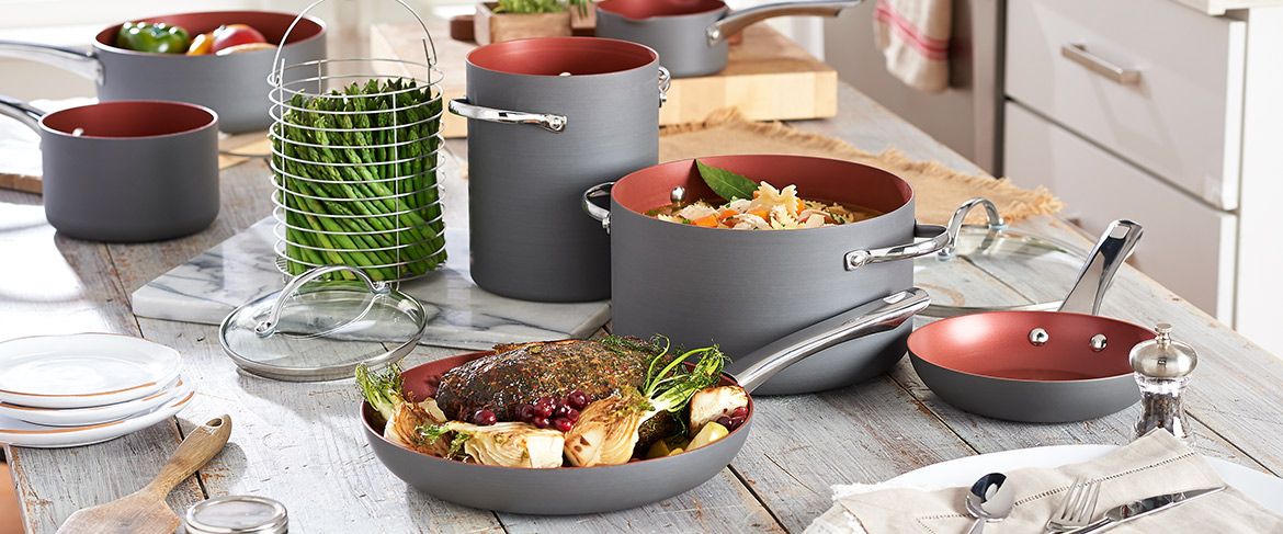 (QVC) CooksEssentials 10-piece Hard Anodized Cookware Set ...