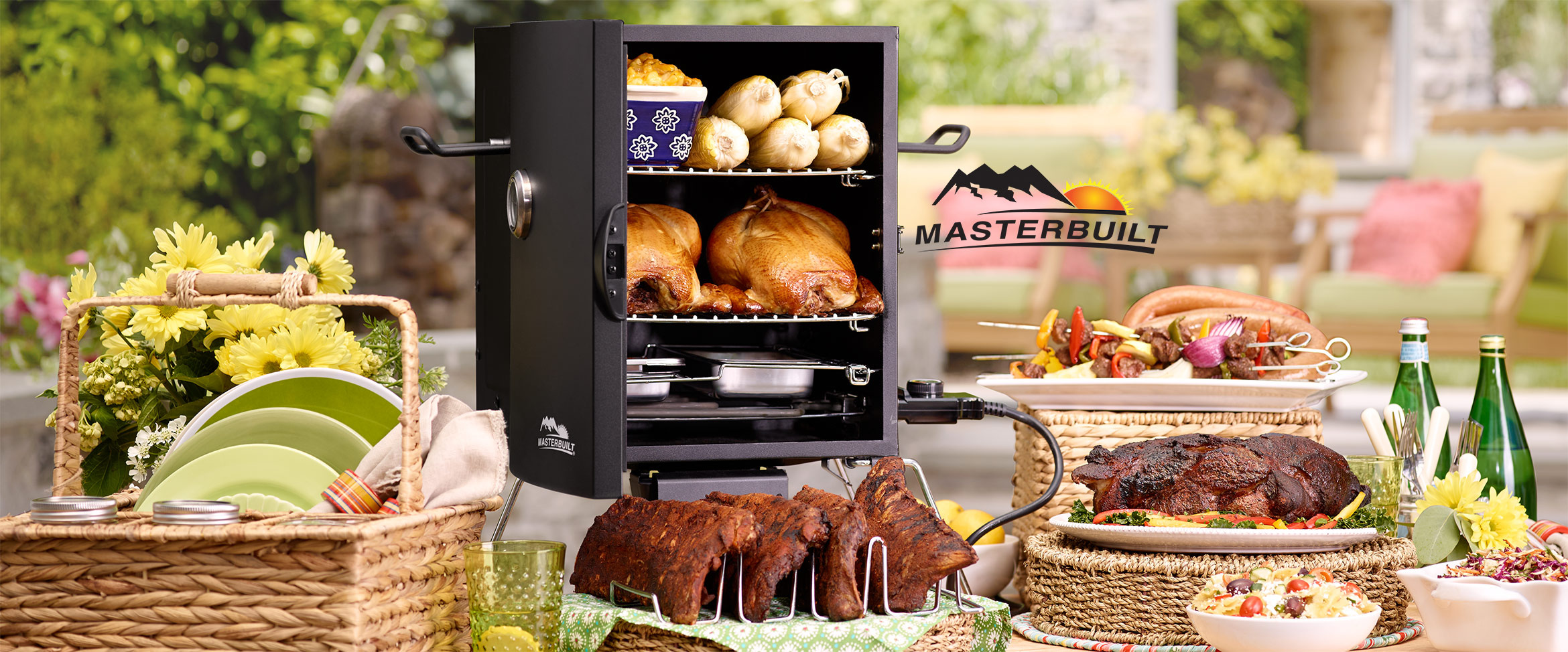 (QVC) Masterbuilt 2-Rack Patio & Portable Electric Smoker with Rib Rack ...