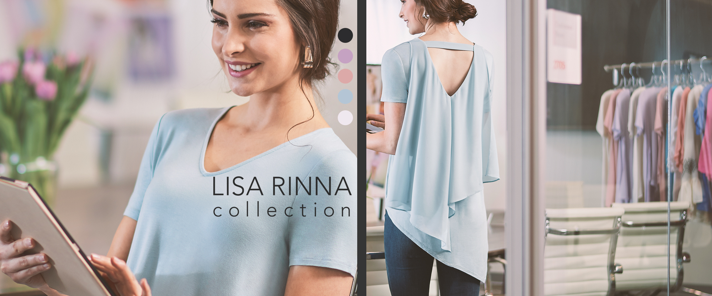 (QVC) Lisa Rinna Collection V-Neck Top with Chiffon Back Detail ...