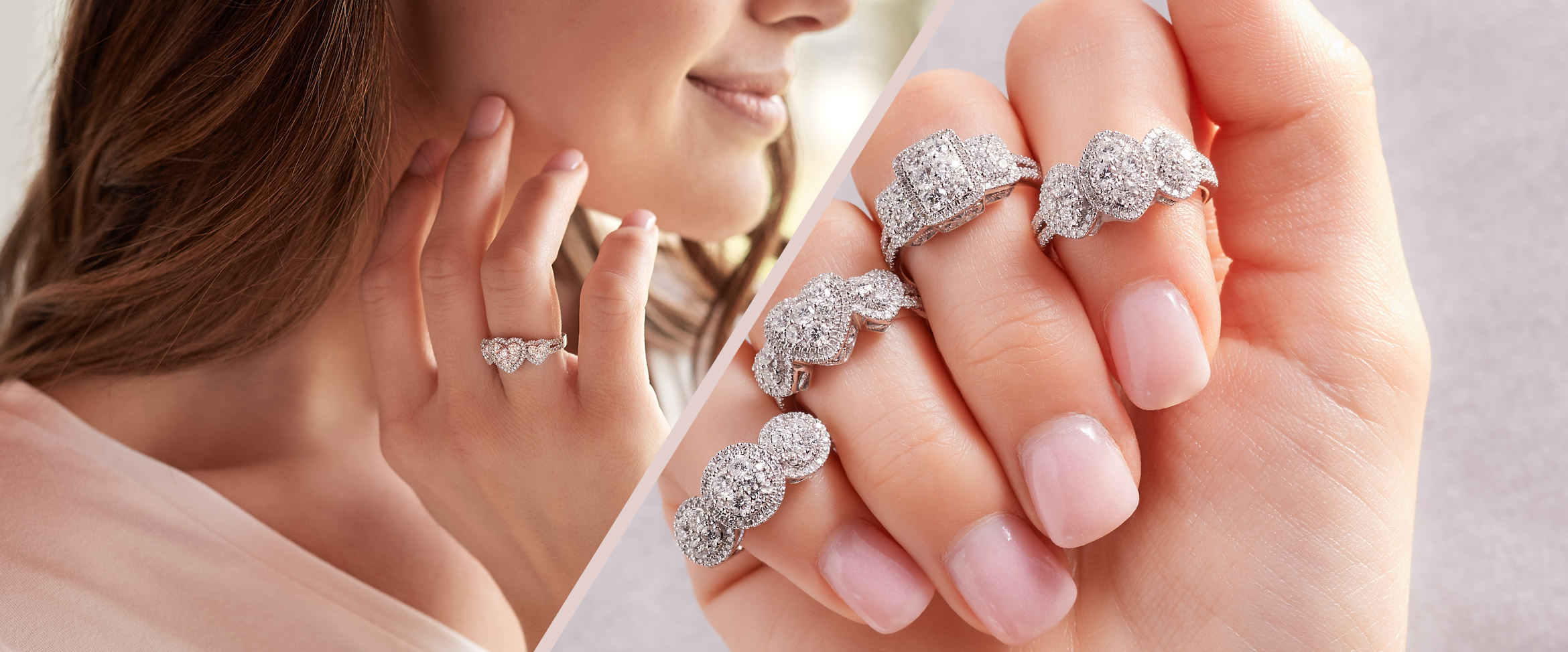 (QVC) Affinity 14K Gold Triple Cluster Diamond Ring, 1.00cttw ...