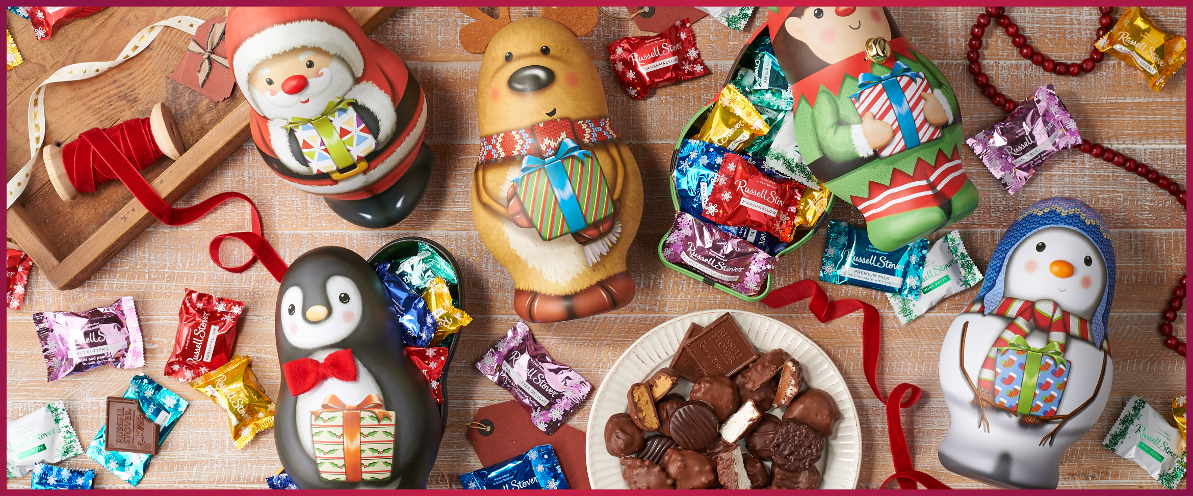(QVC) Russell Stover 4-lb Chocolates in Holiday Character Tins ...