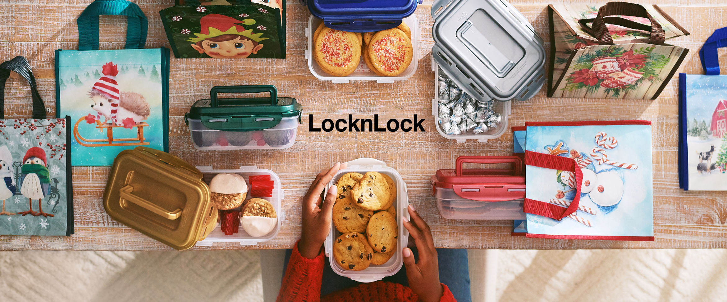 (QVC) Lock & Lock Set of 6 Canister or Rectangle Set w/ Holiday Bags ...