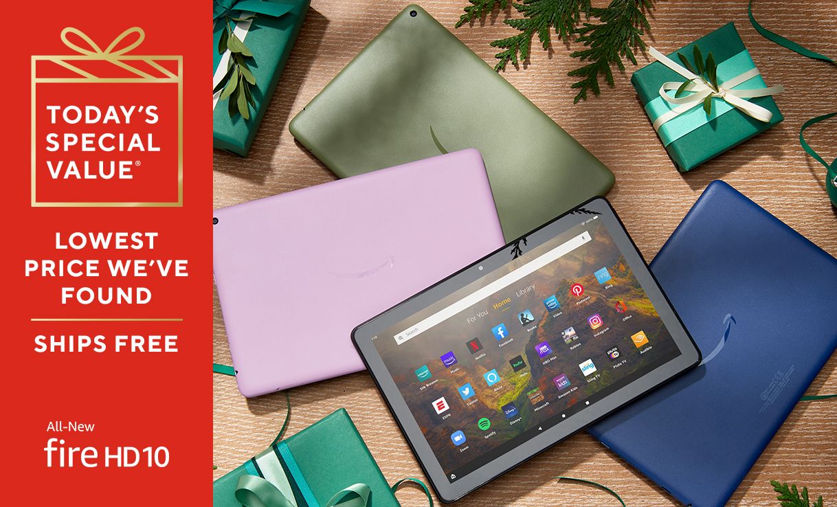 (QVC) All-NEW Amazon Fire 10" 32GB WiFi Tablet With Software Voucher ...