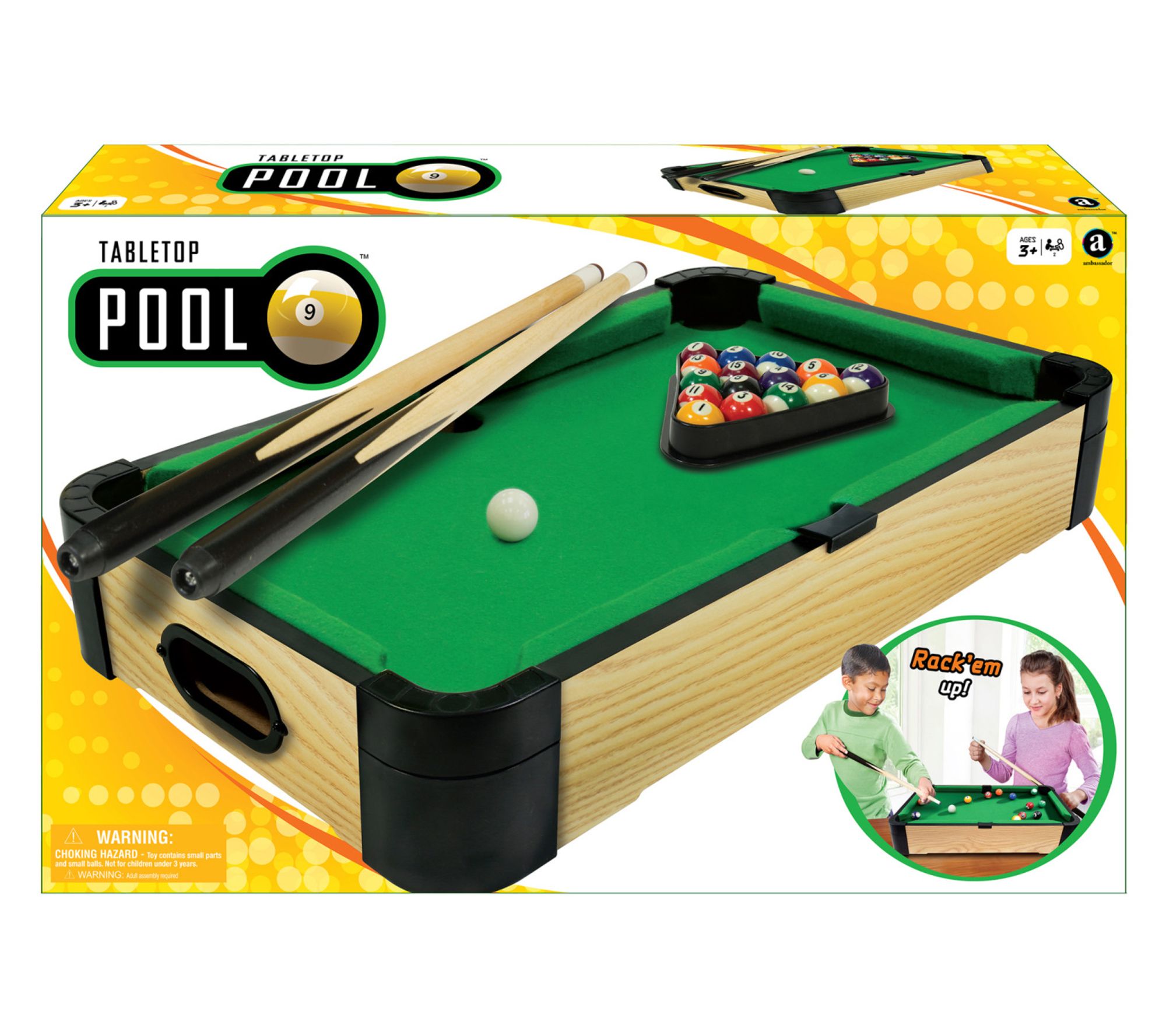 Ambassador Games Tabletop Pool- 20" Compact Arcade Game - QVC.com