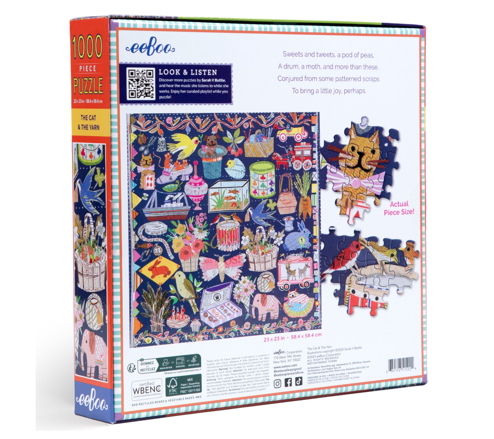 eeBoo Piece & Love The Cat & The Yarn 1000pc Jigsaw Puzzle - QVC.com