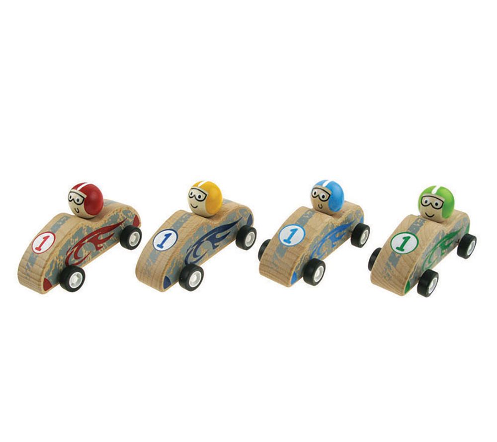Edushape Speedy Wooden Race Car Pull Backs - QVC.com