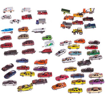60 Piece Deluxe Mini Diecast Car Set with Carrying Case - QVC.com