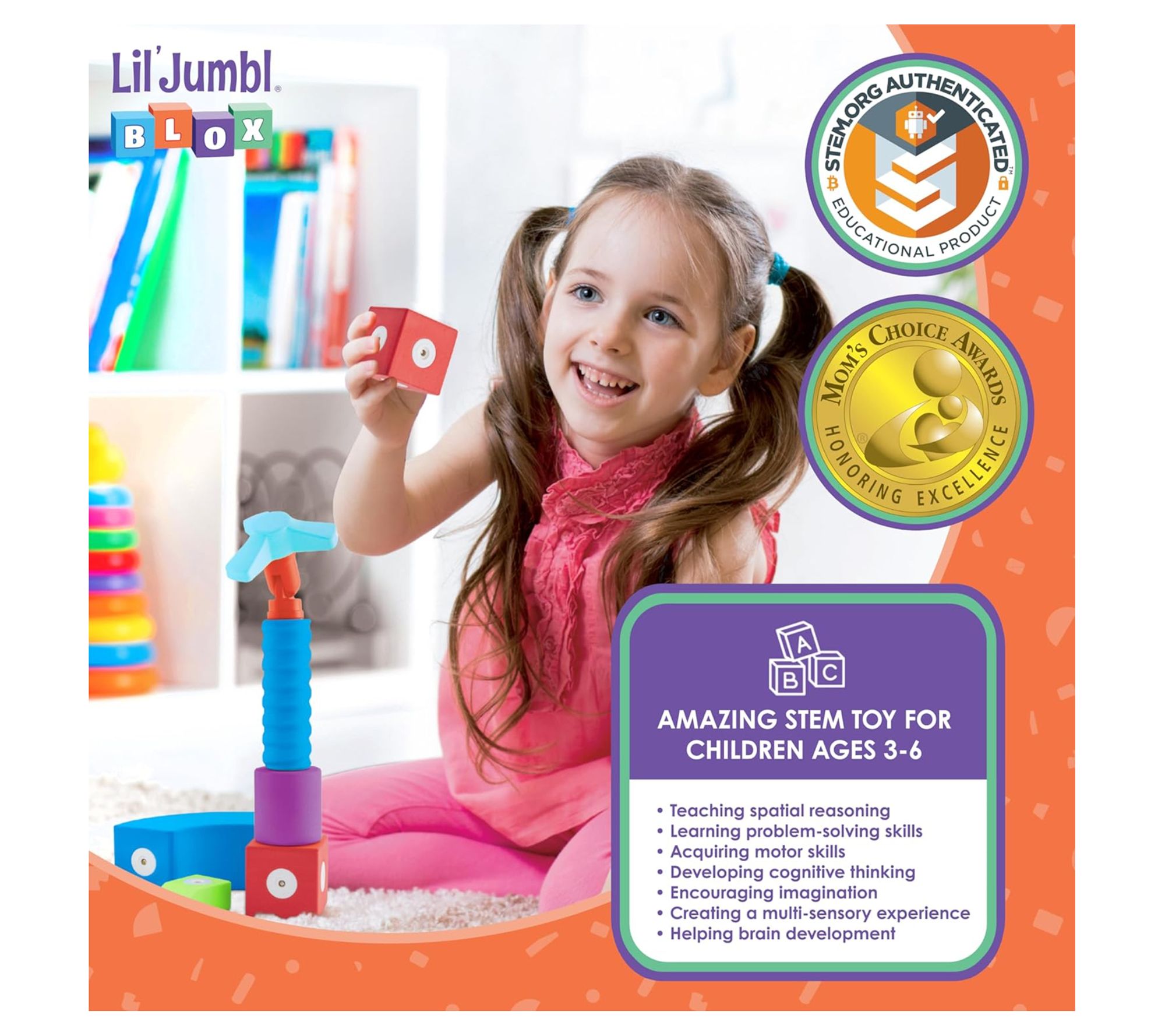 Lil' Jumbl Blox 35-Piece Magnetic Building Blocks Play Set - QVC.com