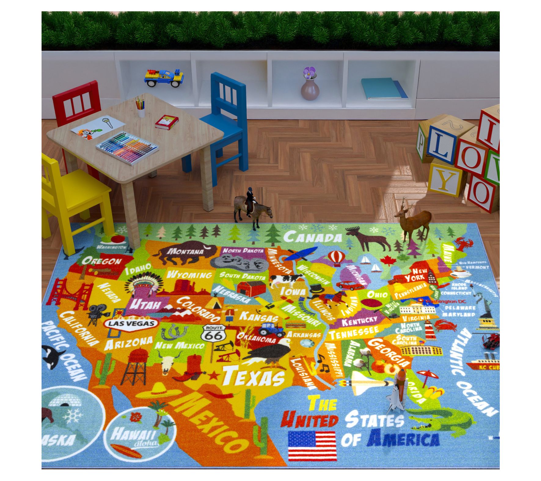 KC Cubs Map Rug: USA - 8x10' - QVC.com