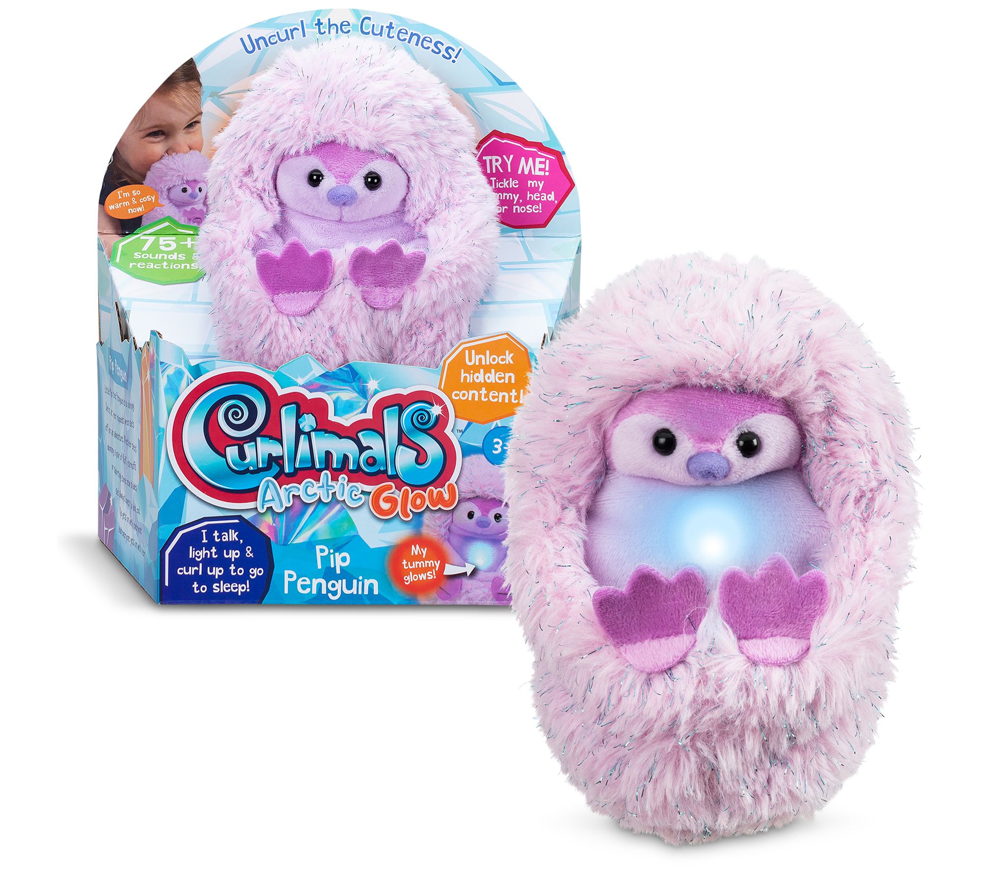 Curlimals Arctic Glow Animated Lighted Plush Characters - QVC.com