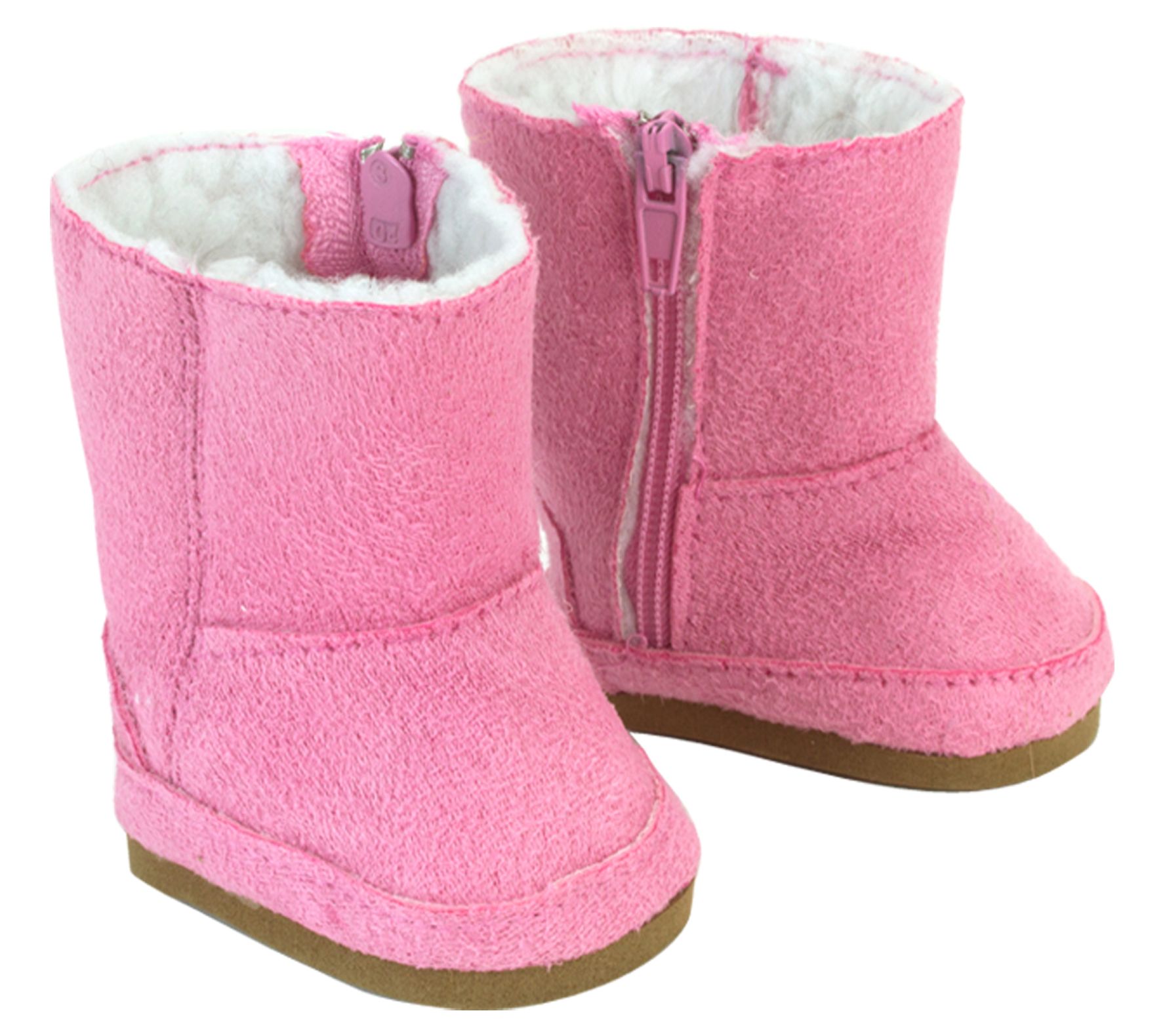 Sophia's 18" Doll Pink and Gray Ewe Boots - QVC.com