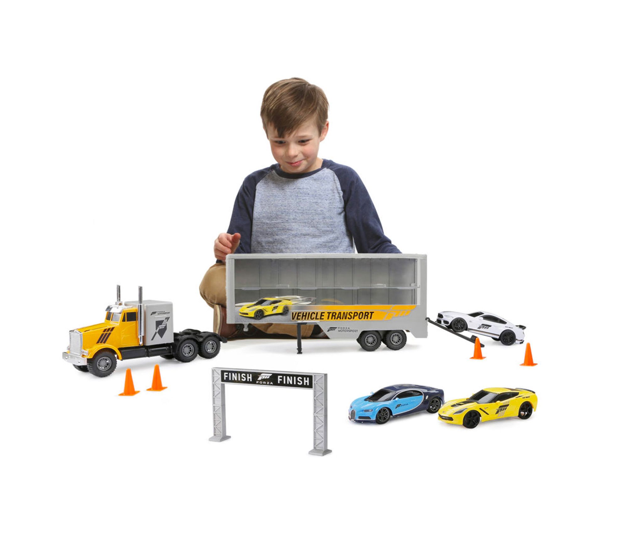 New Bright 1:24 Toy Forza L&S Hauler w/ 3 Sports Cars - QVC.com
