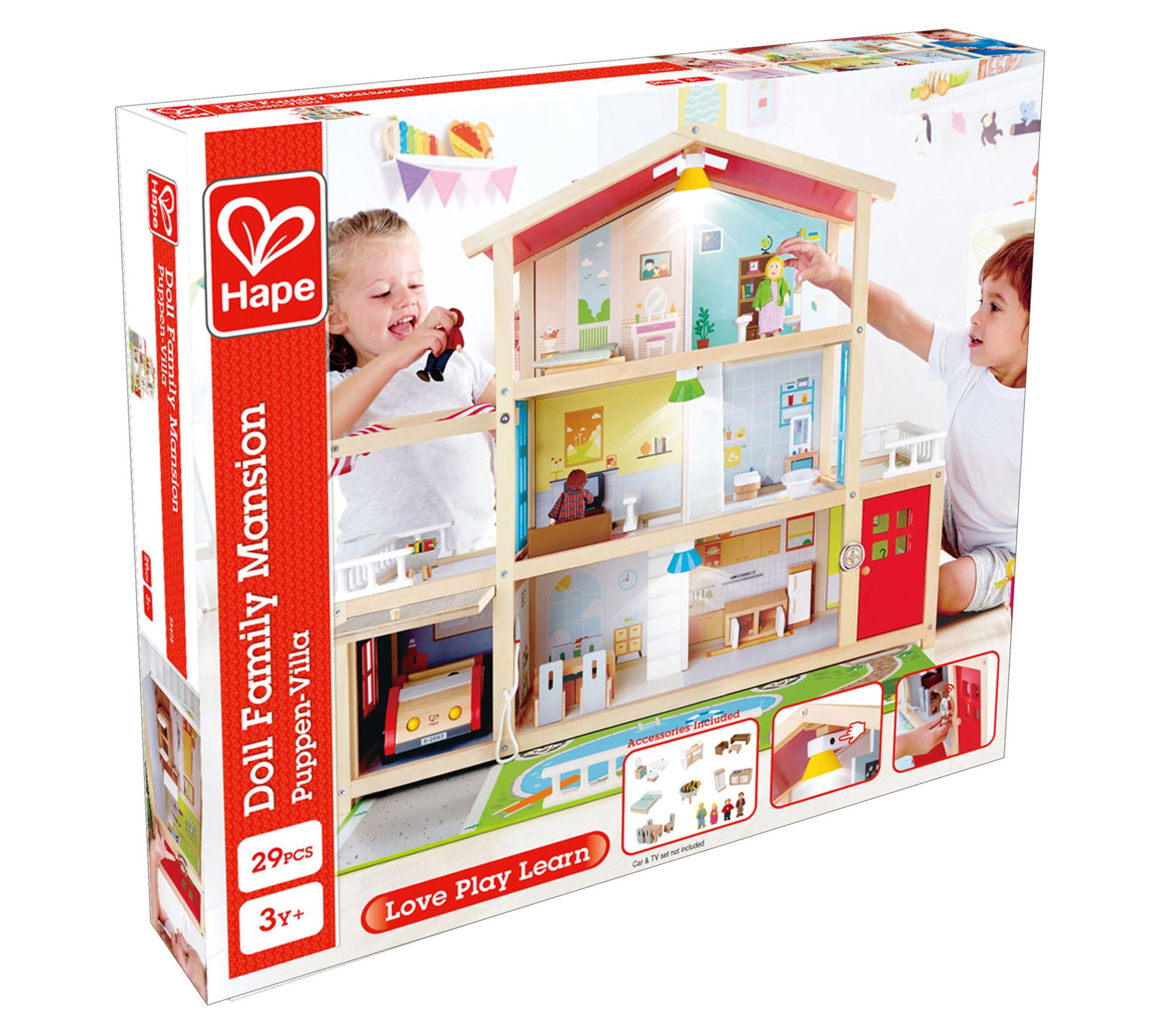 Hape Doll Family Mansion Kid's Wooden Dollhouse - QVC.com