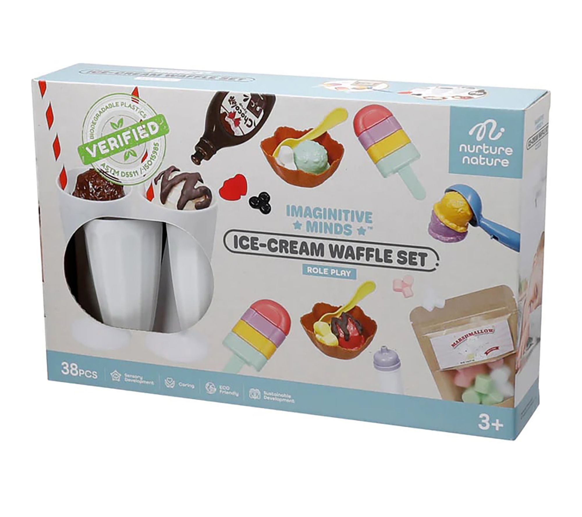 NurtureNature Imaginative Minds Ice Cream Waffle Toy Set - QVC.com