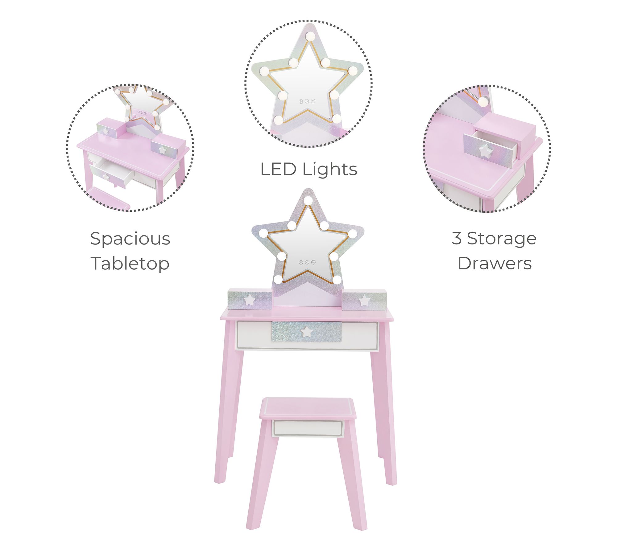 Teamson Kids Little Princess Star Vanity with LED Mirror - QVC.com