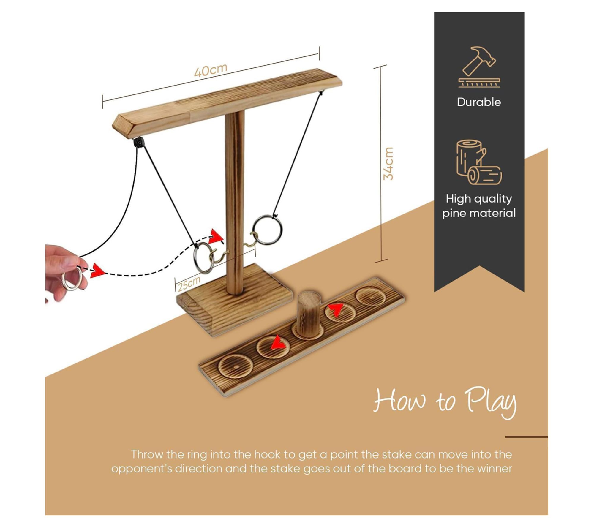 Bolaball Wooden Hook & Ring Toss Game - QVC.com