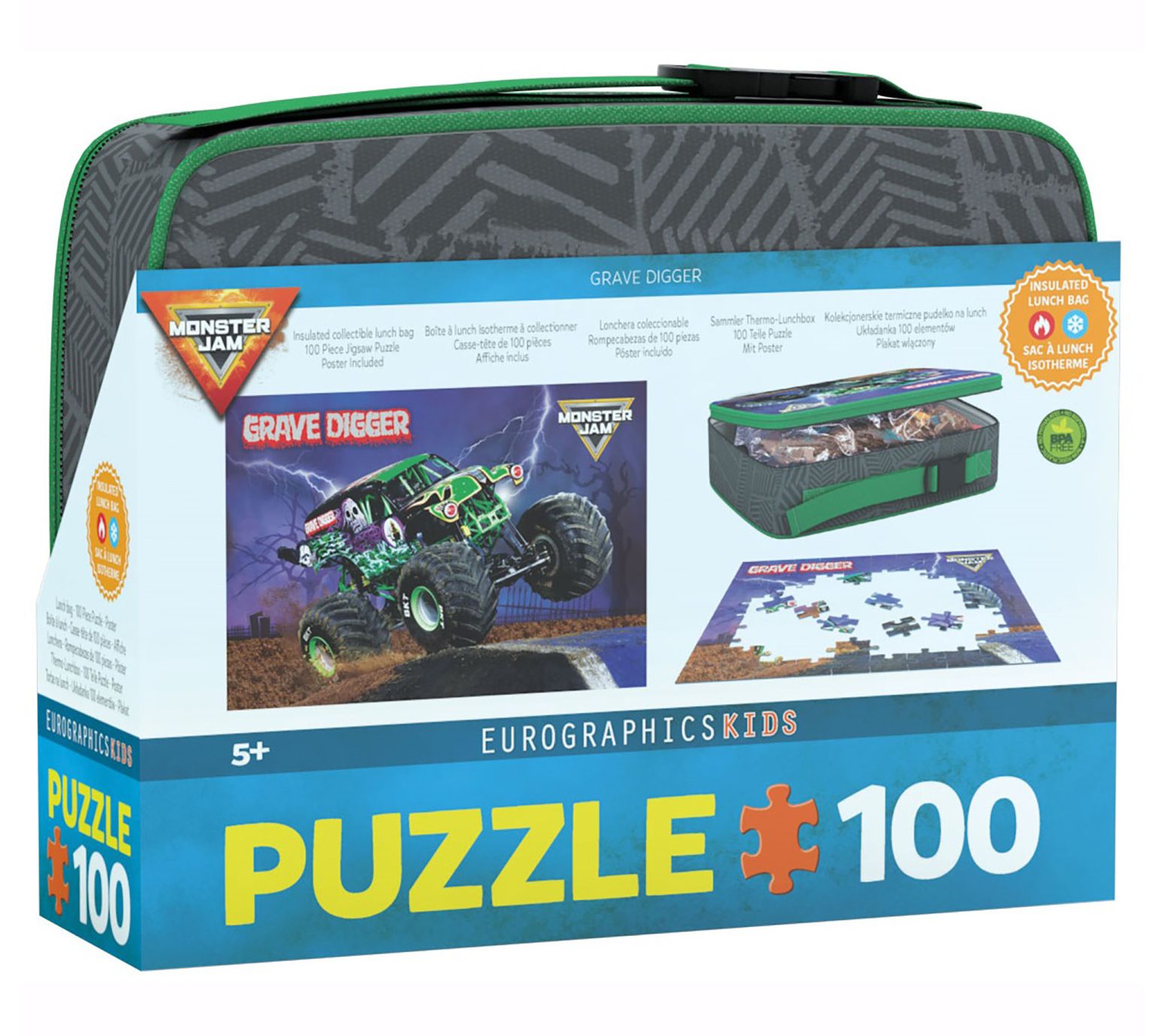 Eurographics Monster Jam Puzzle & Lunch Box - Grave Digger - QVC.com